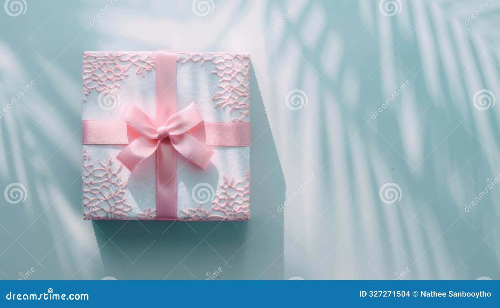 Elegant Pink Gift Box with Lace Ribbon Stock Illustration ...