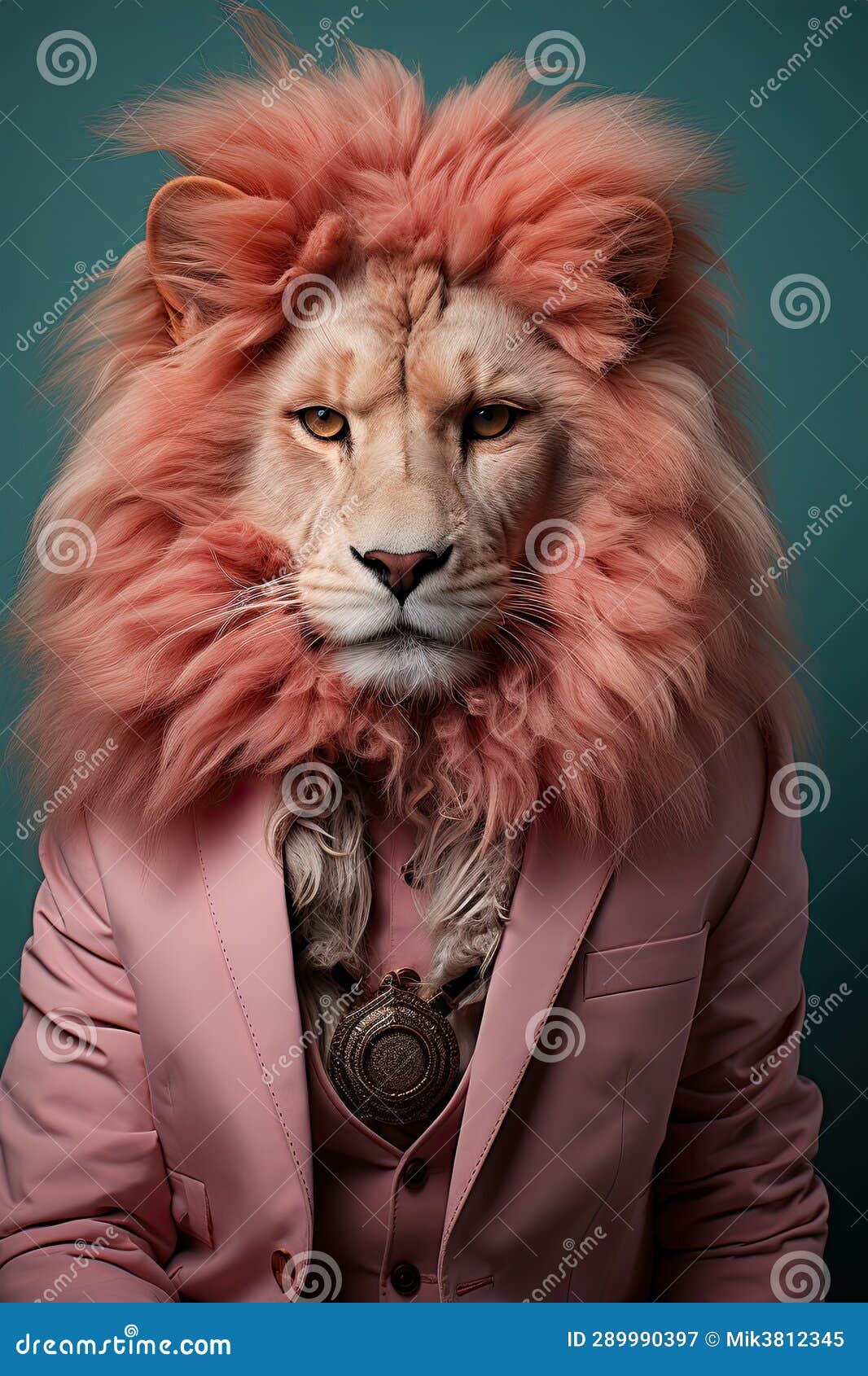 Elegant pink lion posing. stock illustration. Illustration of ...