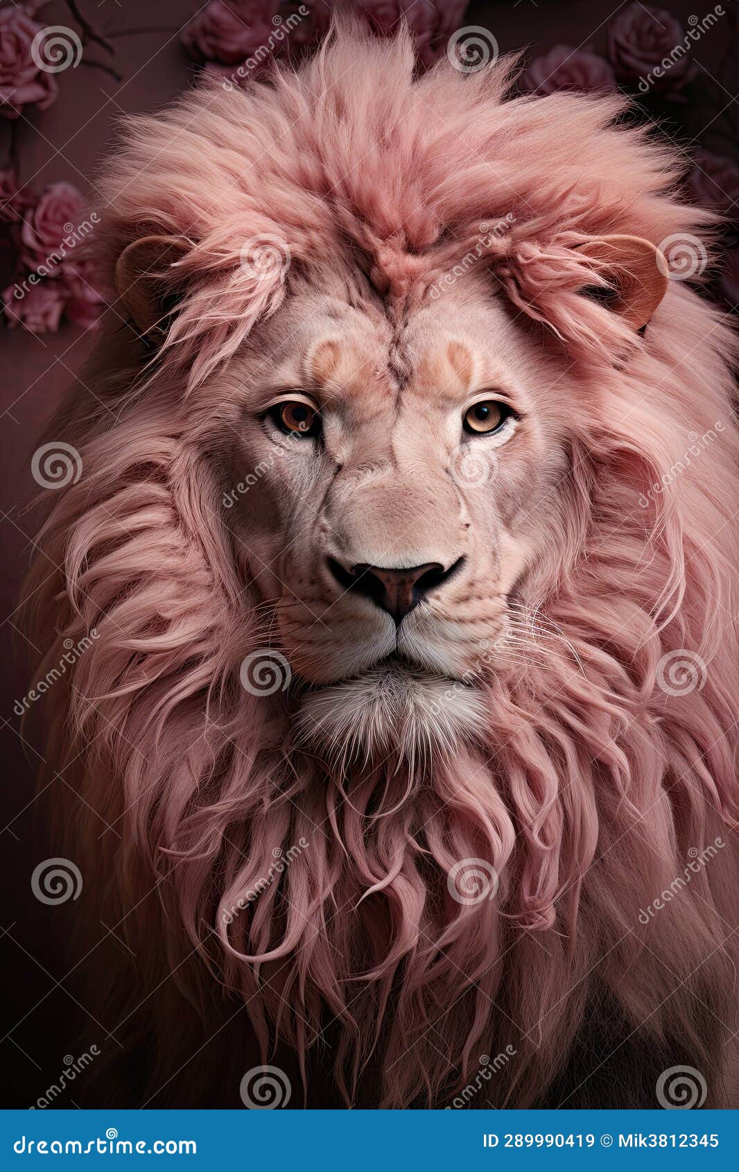 Elegant pink lion posing. stock illustration. Illustration of chic ...