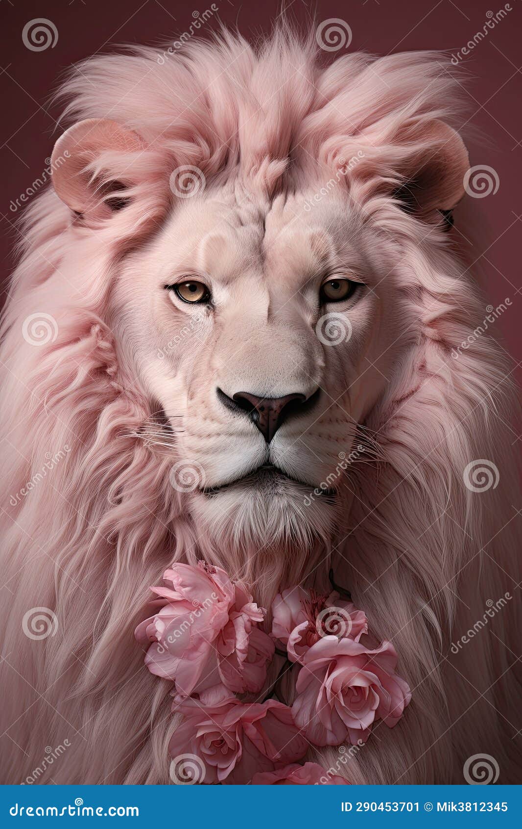 Elegant pink lion posing. stock illustration. Illustration of noble ...