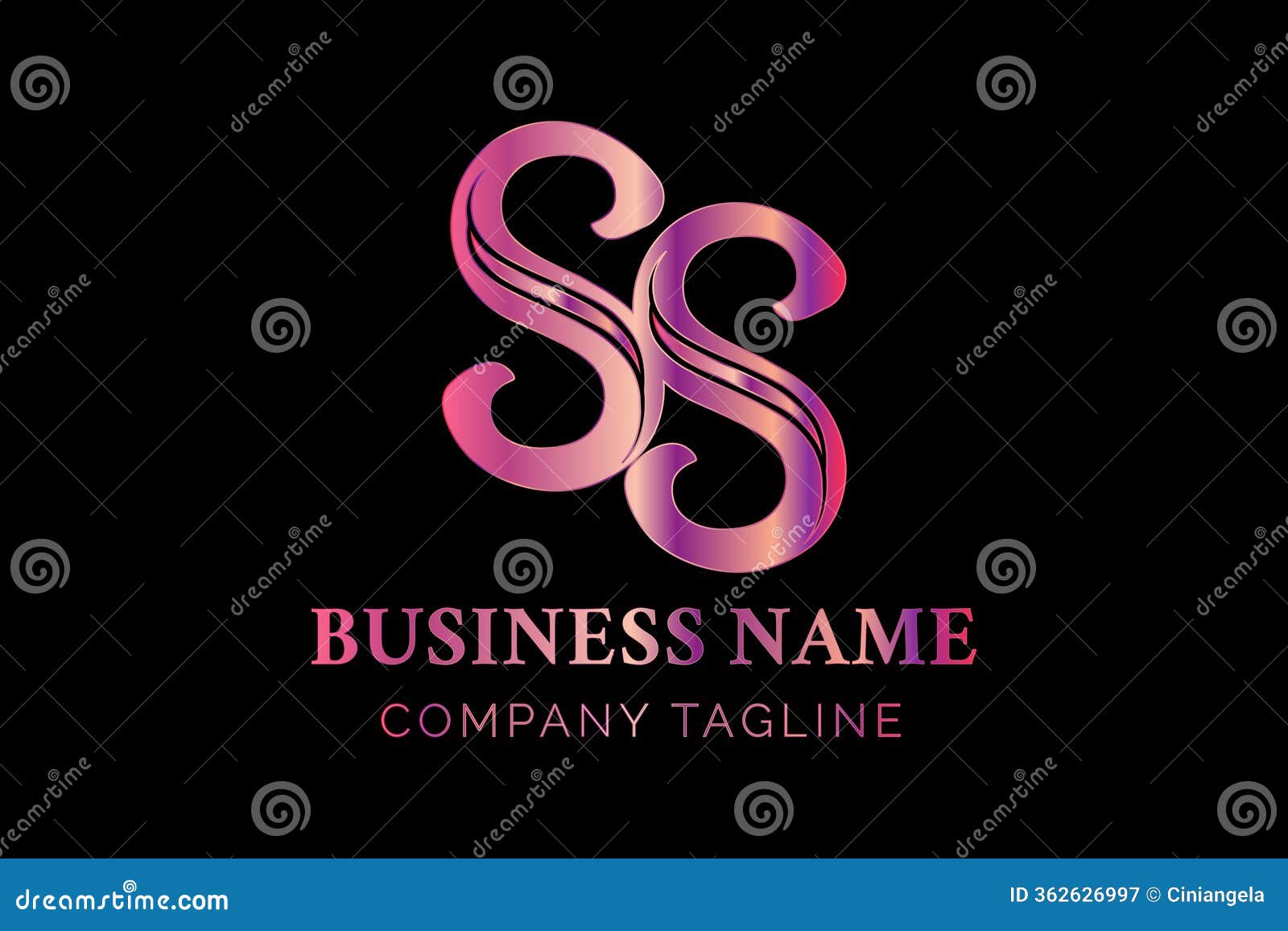 Elegant Pink SS Letter Logo in Luxury Style Stock Illustration ...