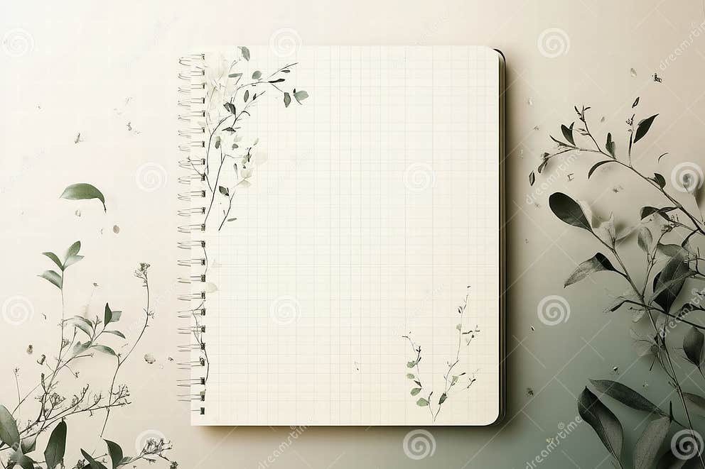 Elegant Planner Layout Featuring Subtle Grid Lines and Botanical ...