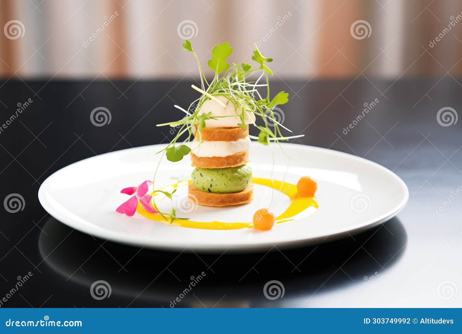 Elegant Plating of Taramasalata on a Slate Server with Microgreens ...