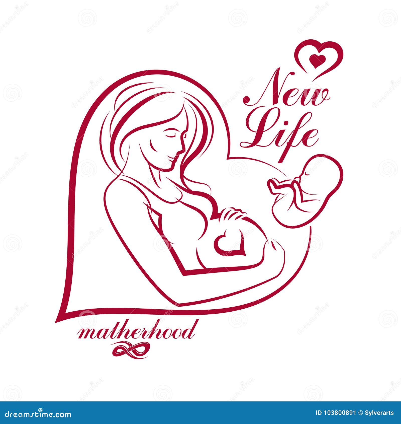 Elegant Pregnant Woman Body Silhouette Drawing Vector Illustration Of