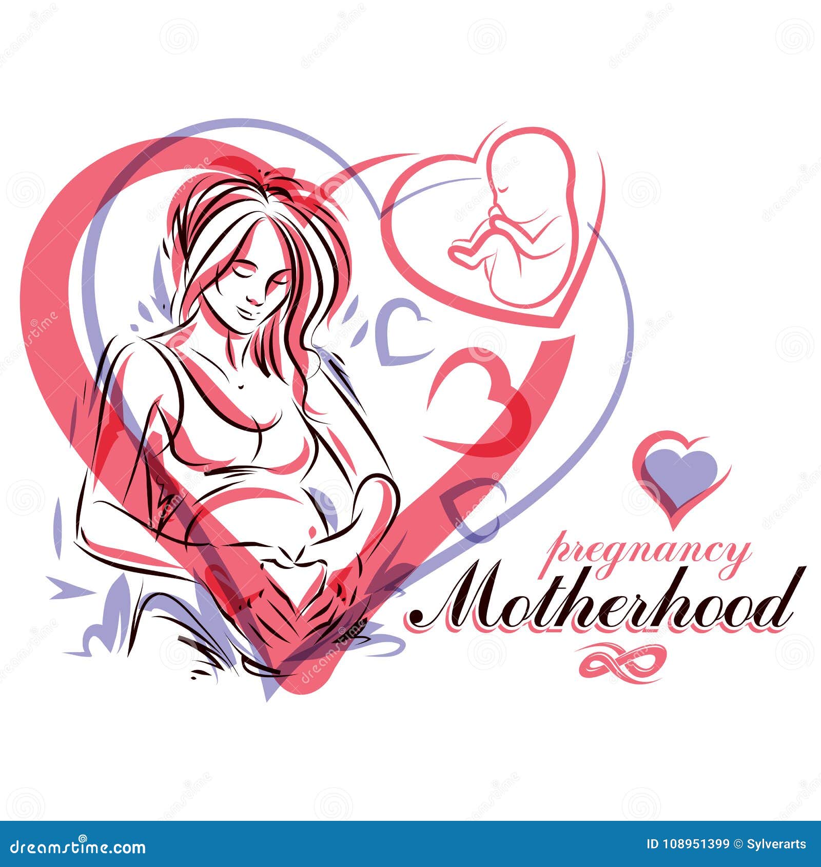 Elegant Pregnant Woman Body Silhouette Drawing Vector Illustration Of