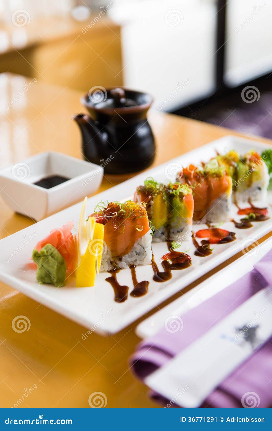 An Elegant Presentation of Sushi Stock Image - Image of chopsticks ...