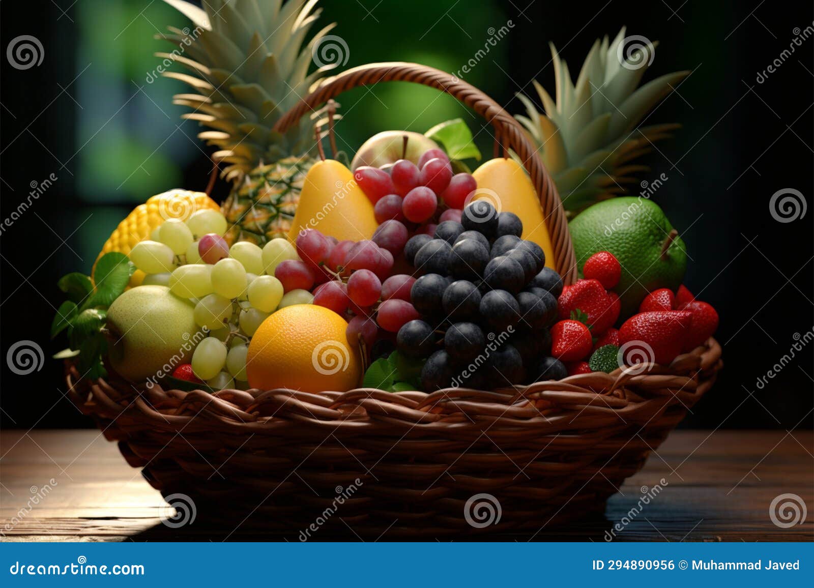 An Elegant Presentation of Various Fruits within a Charming Basket ...