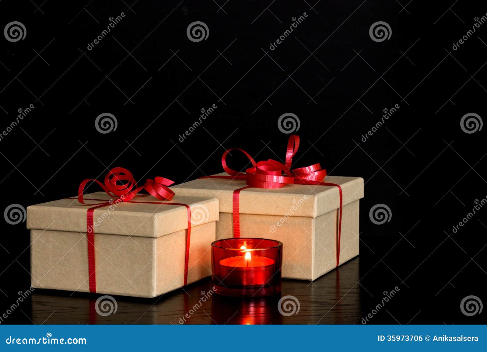 Elegant Presents and Red Candlelight Stock Photo - Image of elegant ...