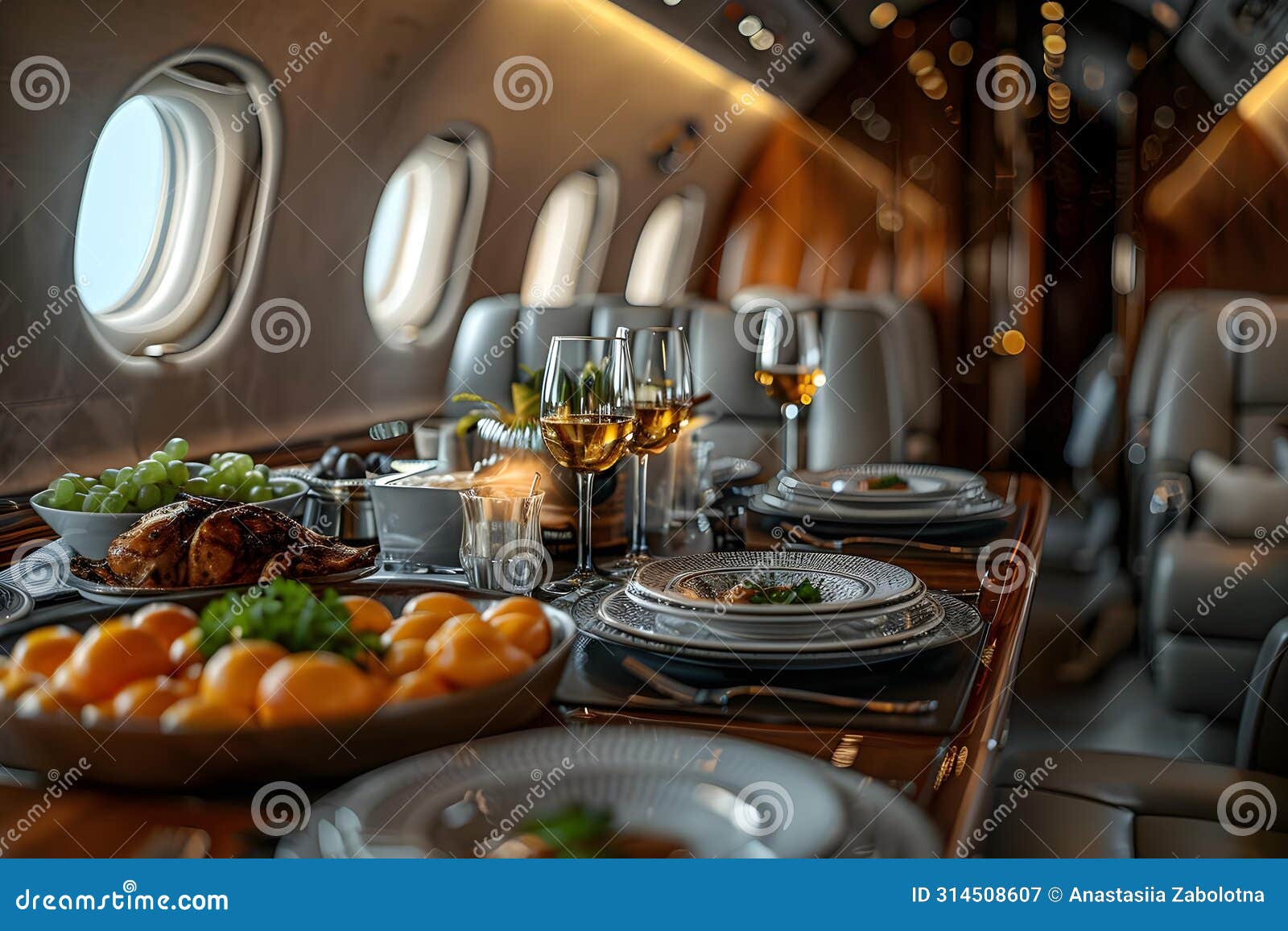Elegant Private Jet Dining Experience with a View. Concept Luxury ...