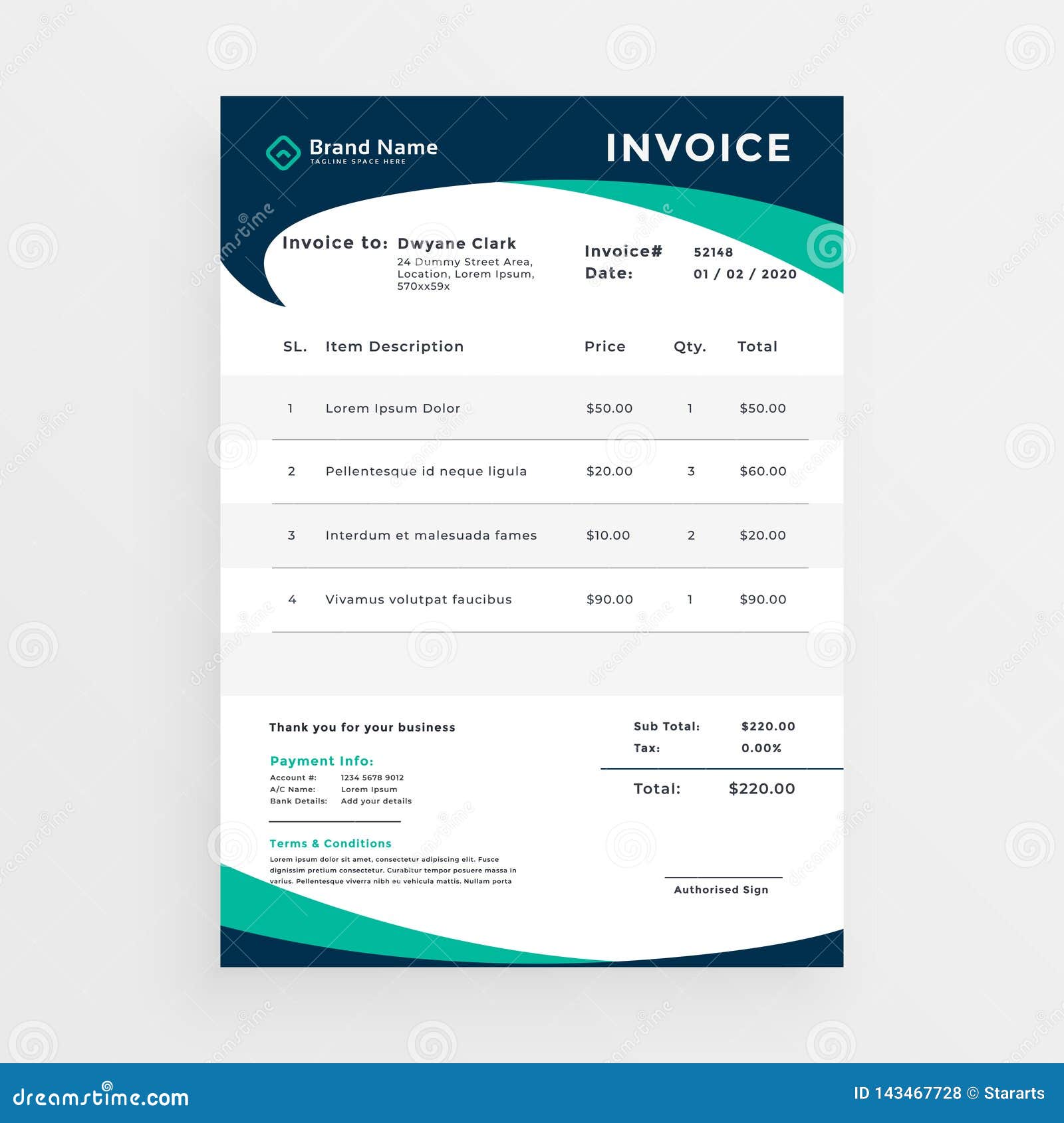 Elegant Invoice Quotation Template Design Vector Illustration ...