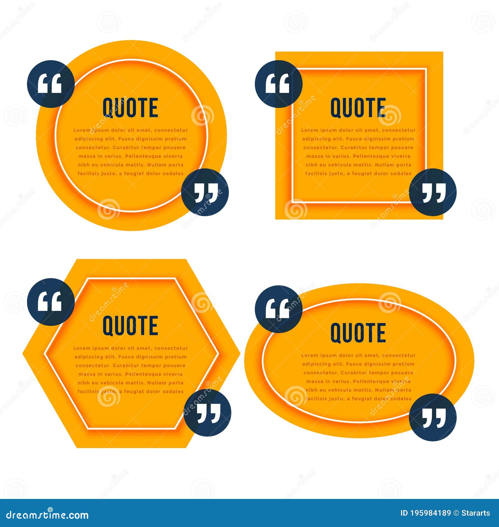 Elegant Quotation Yellow Boxes Template Design Stock Vector ...