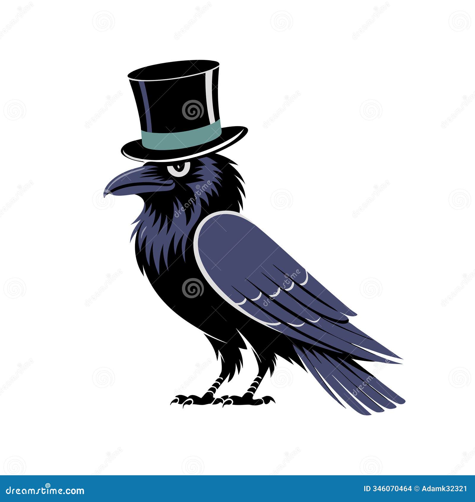 Elegant Raven in Top Hat Vector Illustration for Whimsical Design and ...
