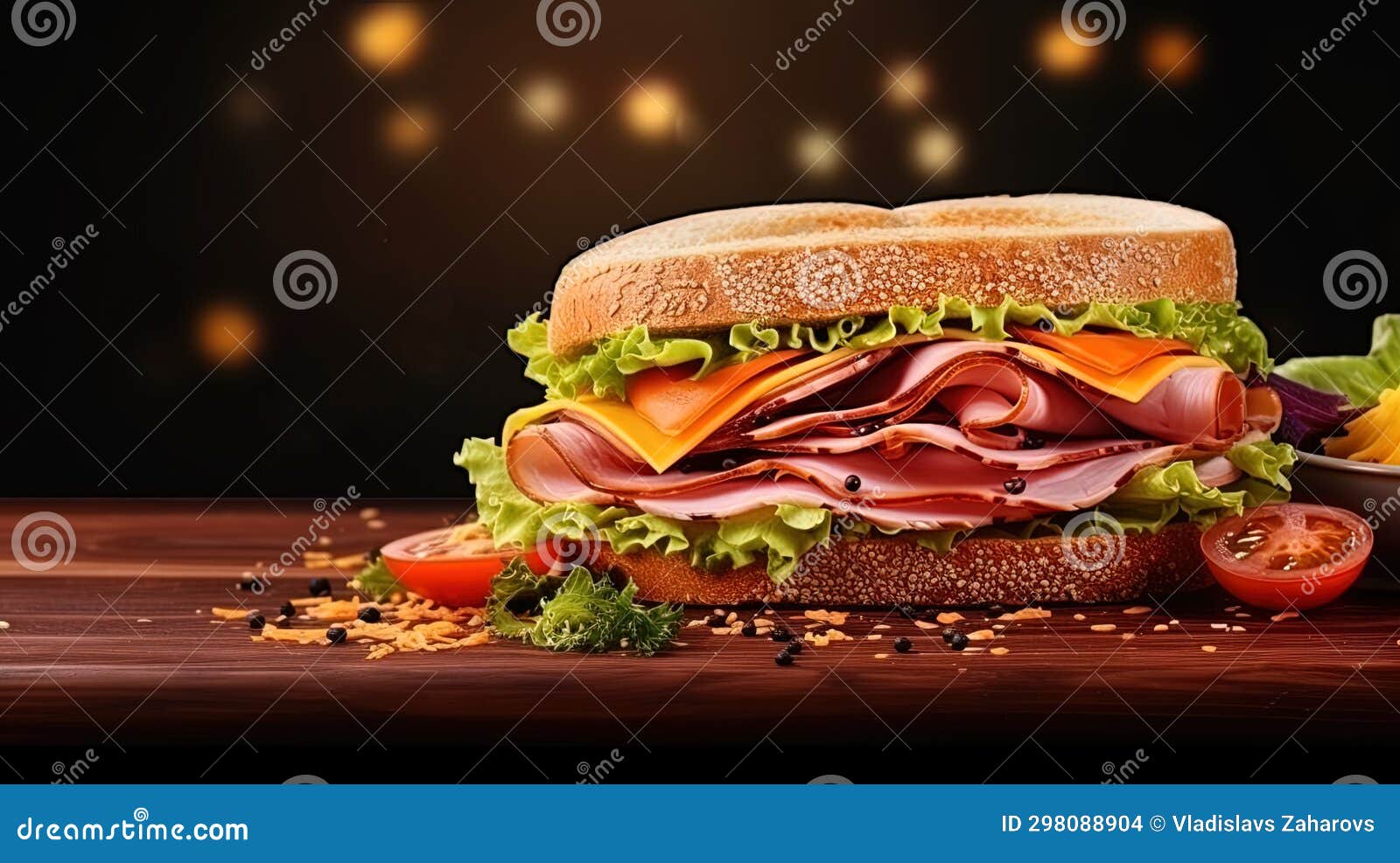 Elegant and Realistic Sandwich Ad Background with Text Space Stock ...