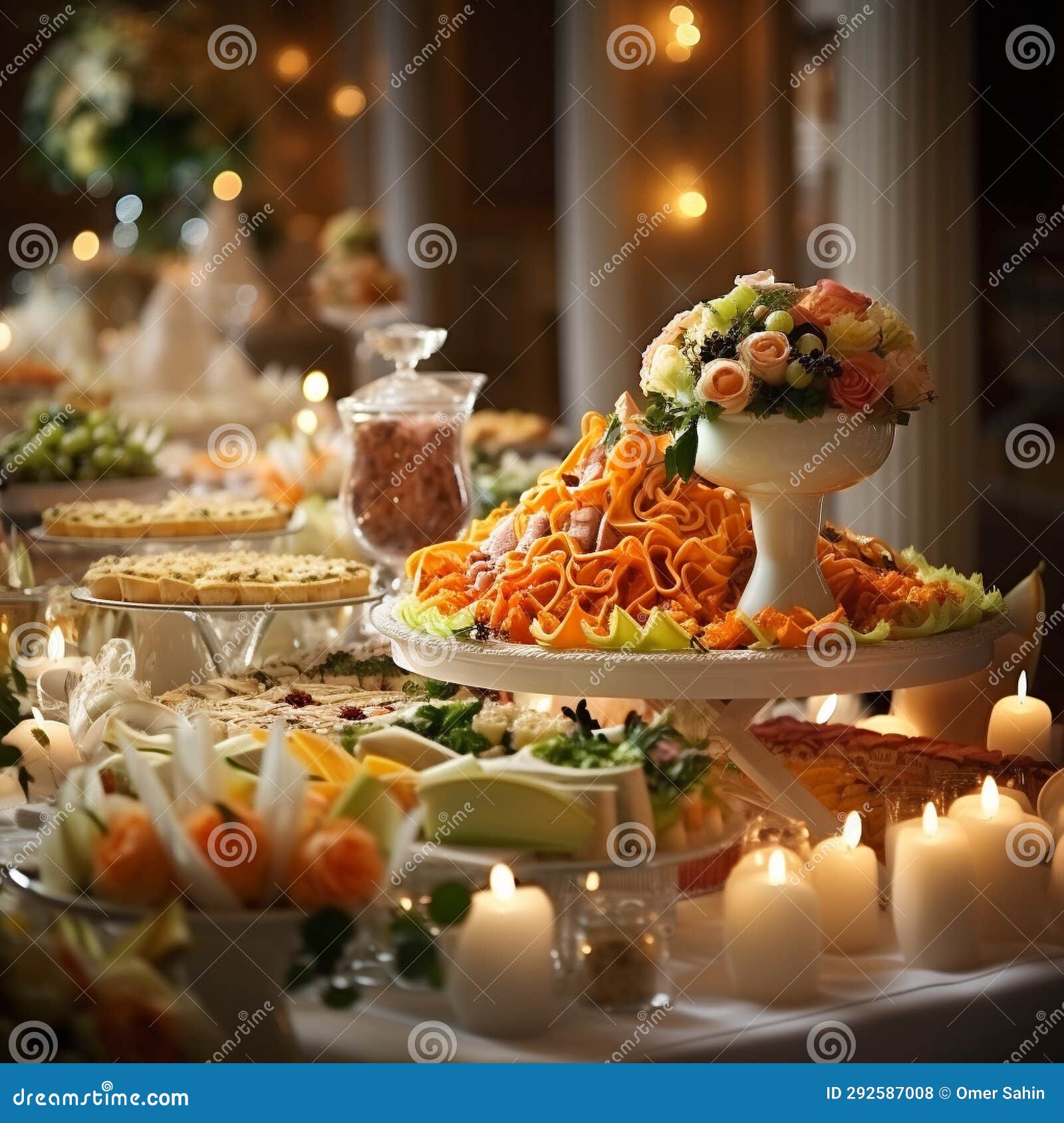 Elegant Reception Buffet Setup with Fine Dining Focus Stock Photo ...