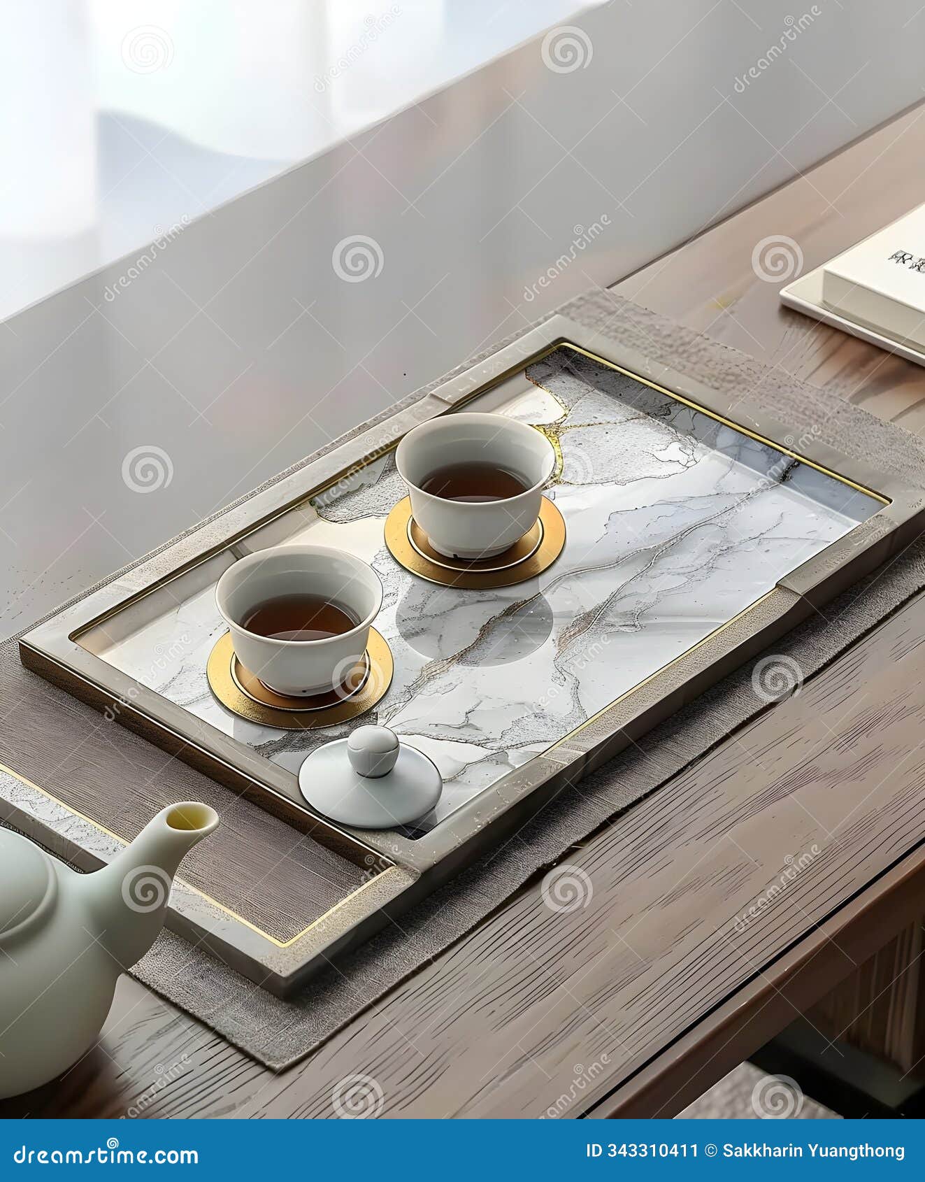 Elegant Rectangular Chinese Tea Set Display Generative AI Stock ...