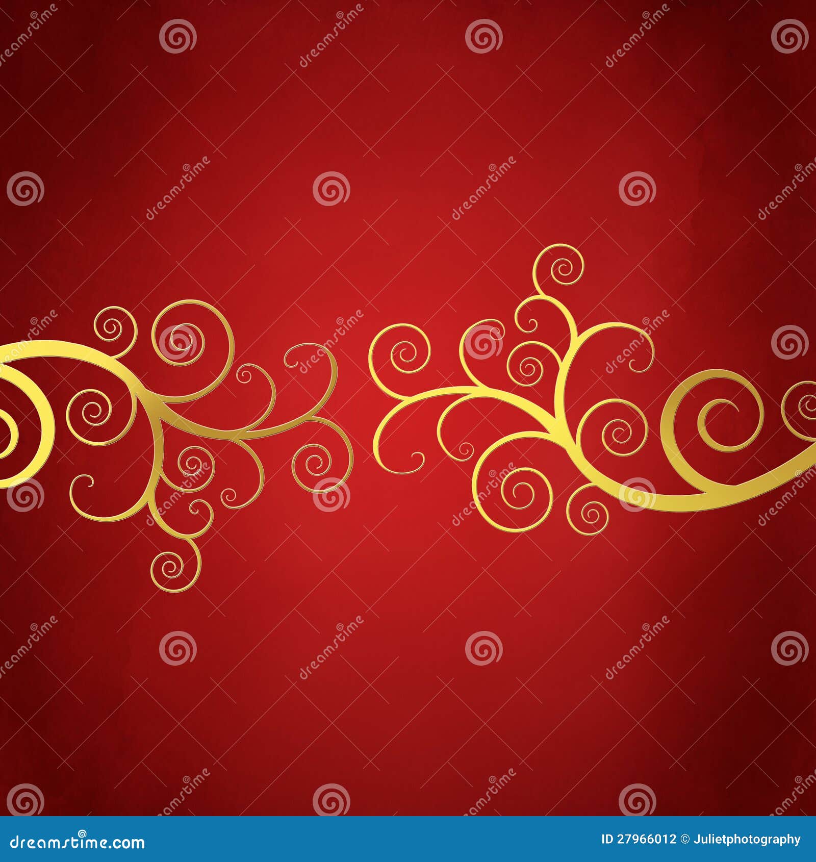 Elegant Red Background with Golden Swirls Stock Illustration ...