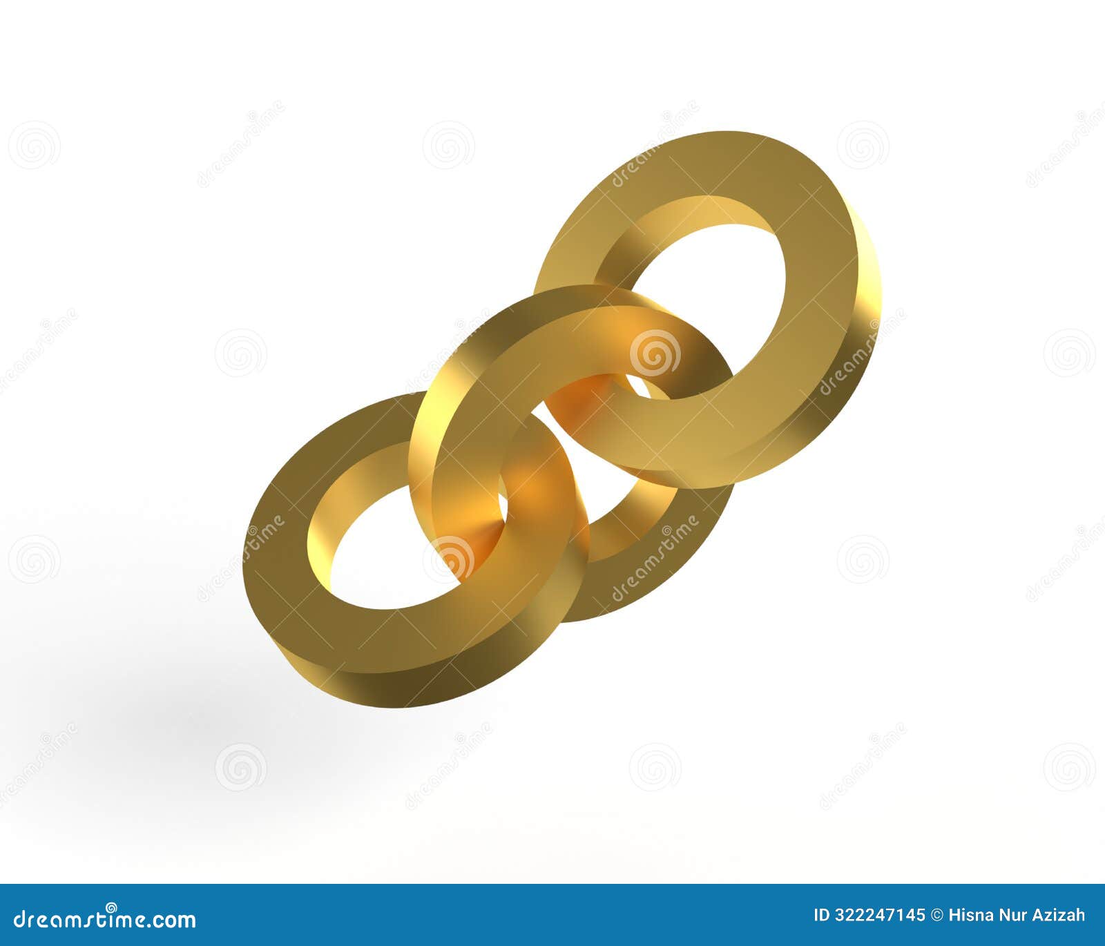 3D Gold Rings Connected White Background Stock Illustration ...