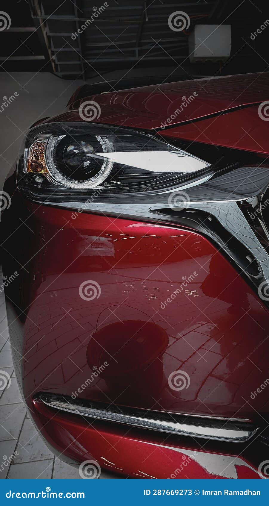 Elegant Red Car Headlight. stock image. Image of automotive - 287669273