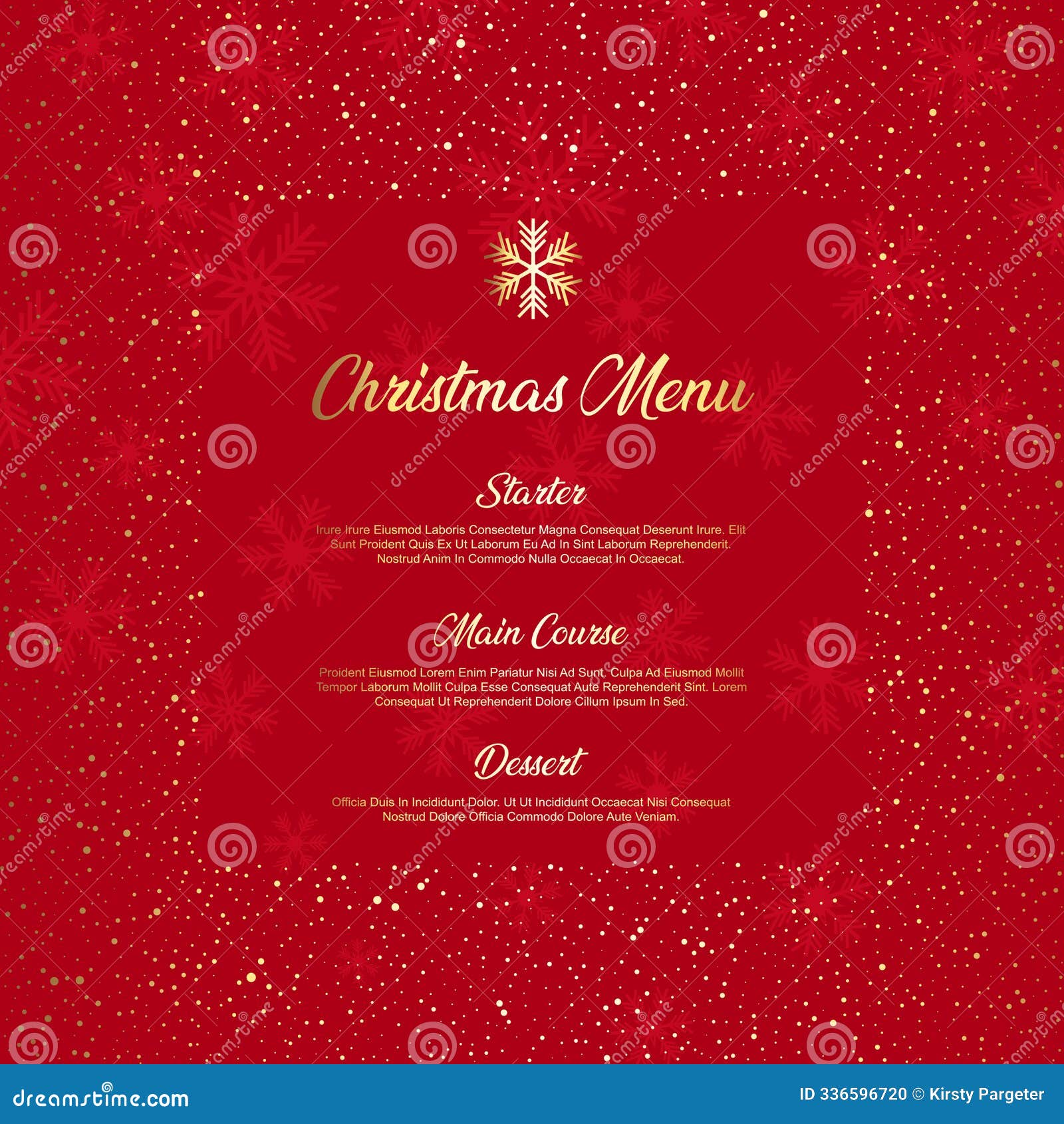 Elegant Red and Gold Christmas Menu Design Stock Illustration ...