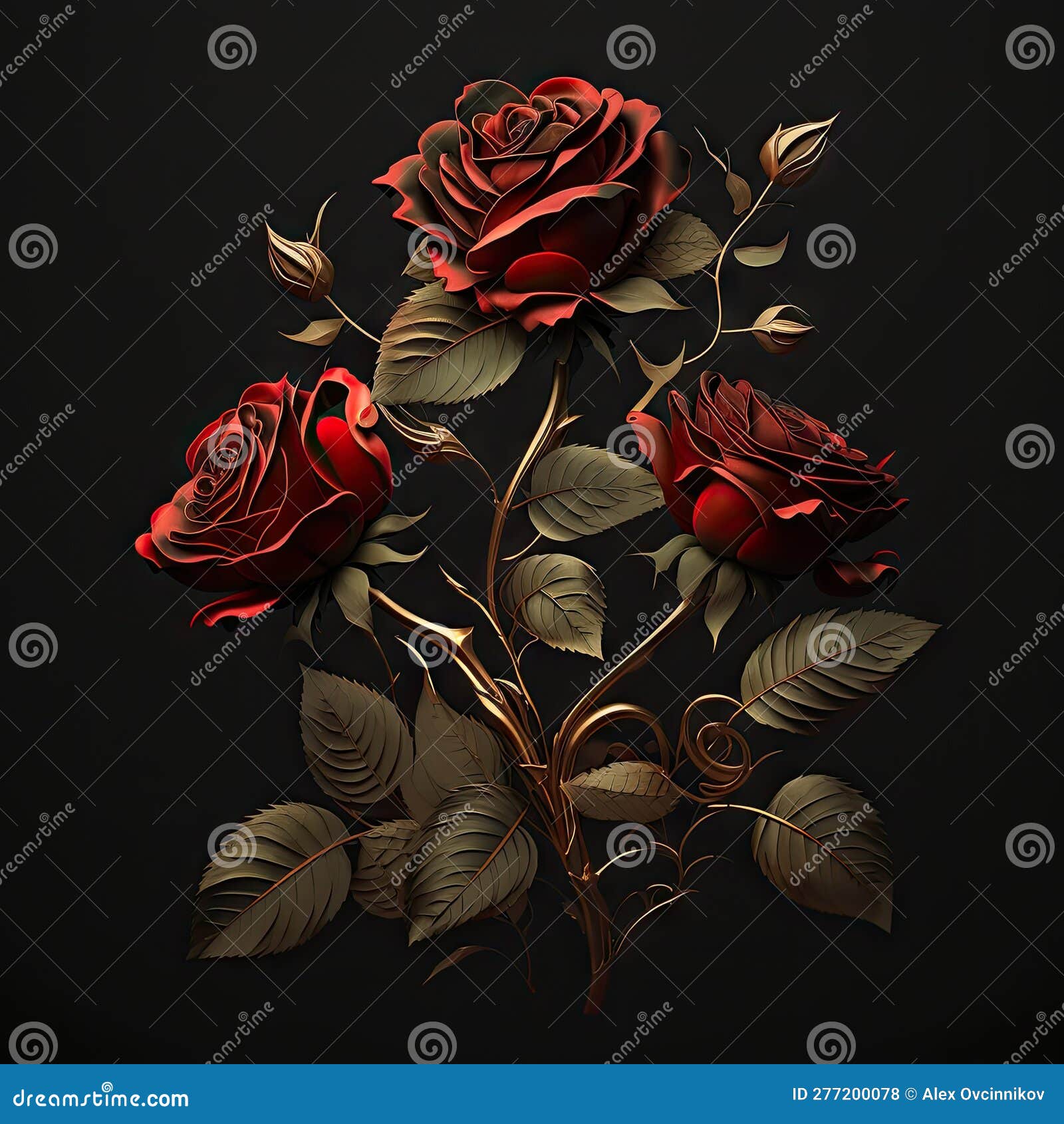 Elegant Red Roses on Black Background for Romantic Invitations. Stock ...