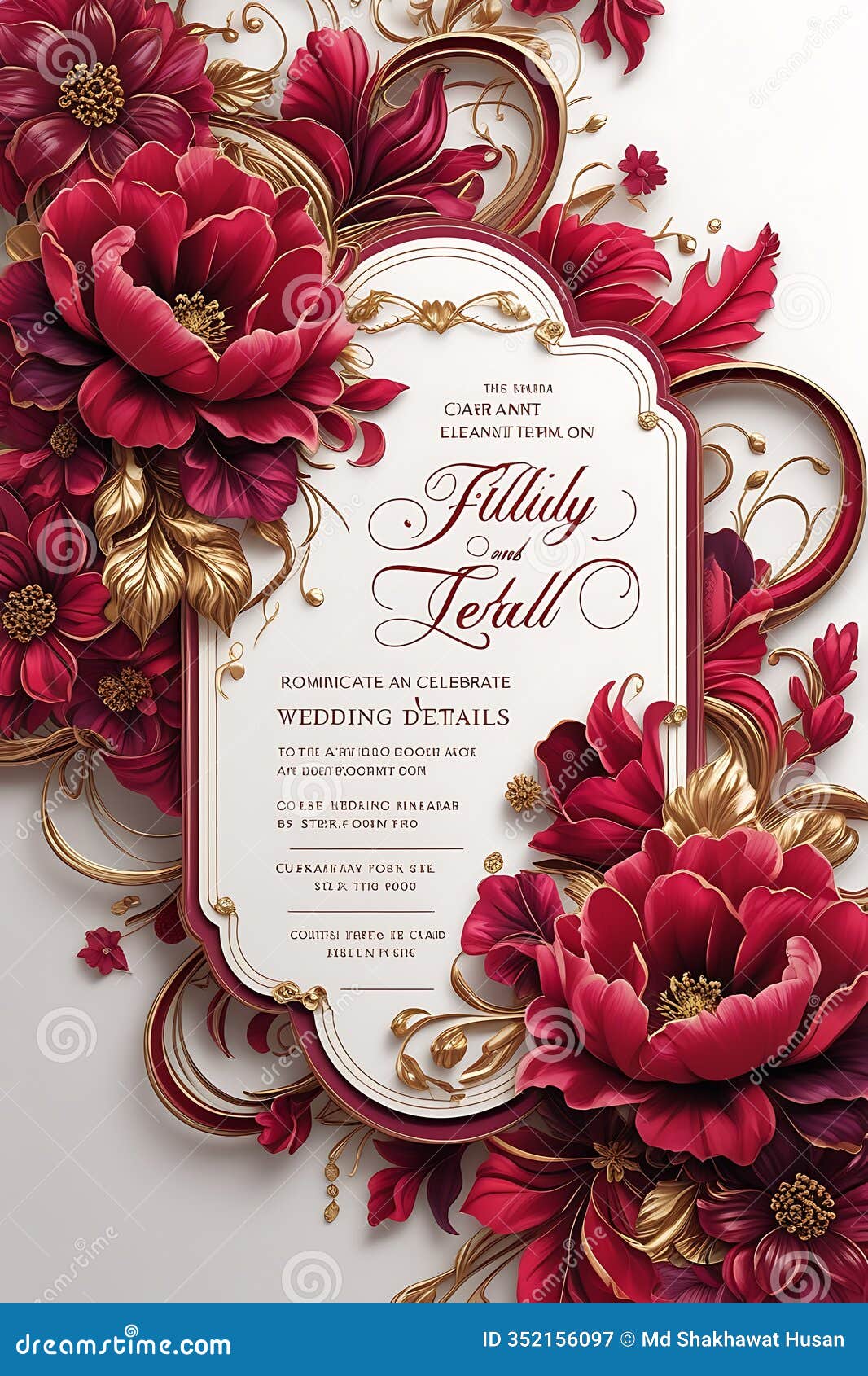 Elegant Red Wedding Invitation Card Design Stock Illustration ...