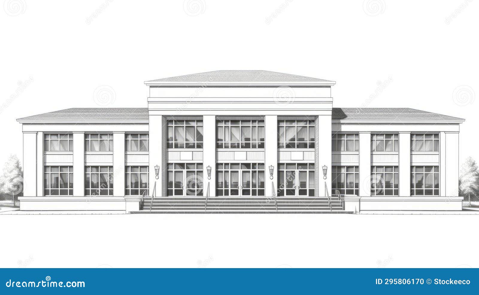 Elegant Rendering of a Classical Library Building Stock Illustration ...