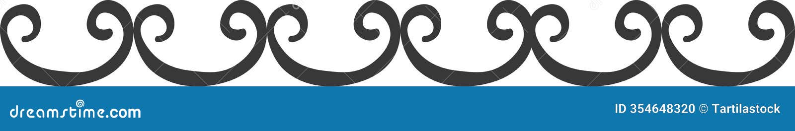 Elegant Repeating Scroll Forming Decorative Border on White Background ...