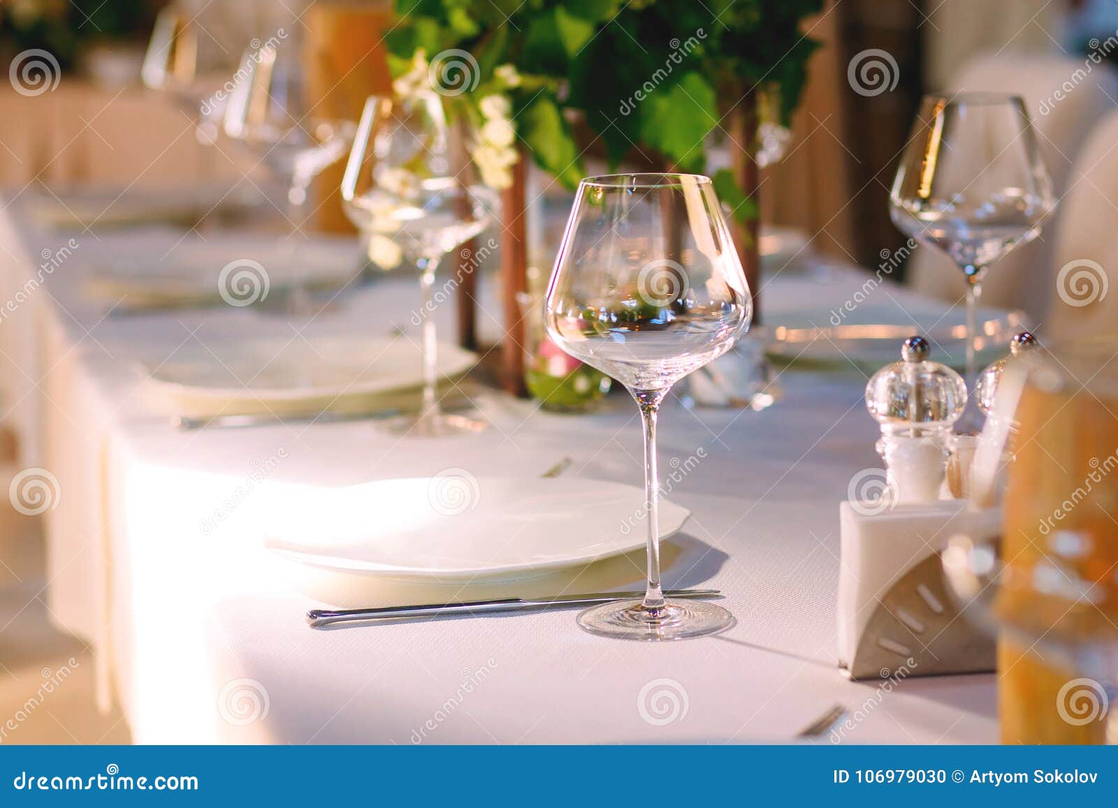 Elegant Restaurant Table Setting Service for Reception with Reserved ...