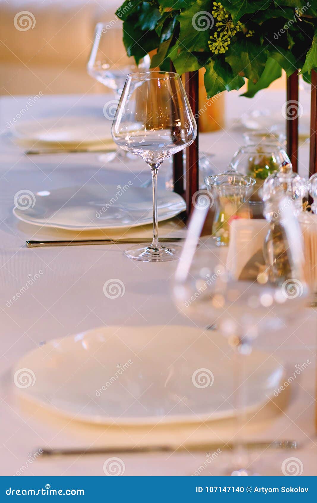 Elegant Restaurant Table Setting Service for Reception with Reserved ...