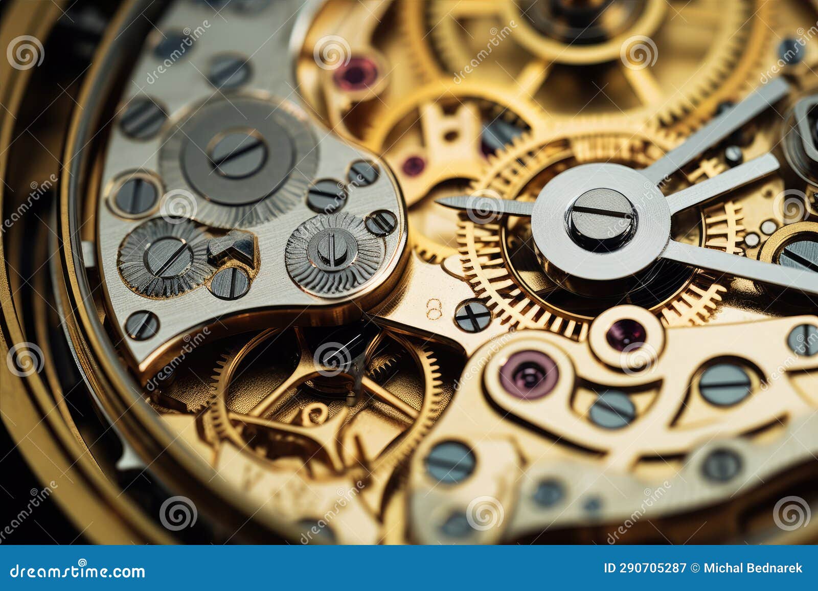 Elegant Retro Clockwork Mechanism with Cogs and Gears Close-up Stock ...