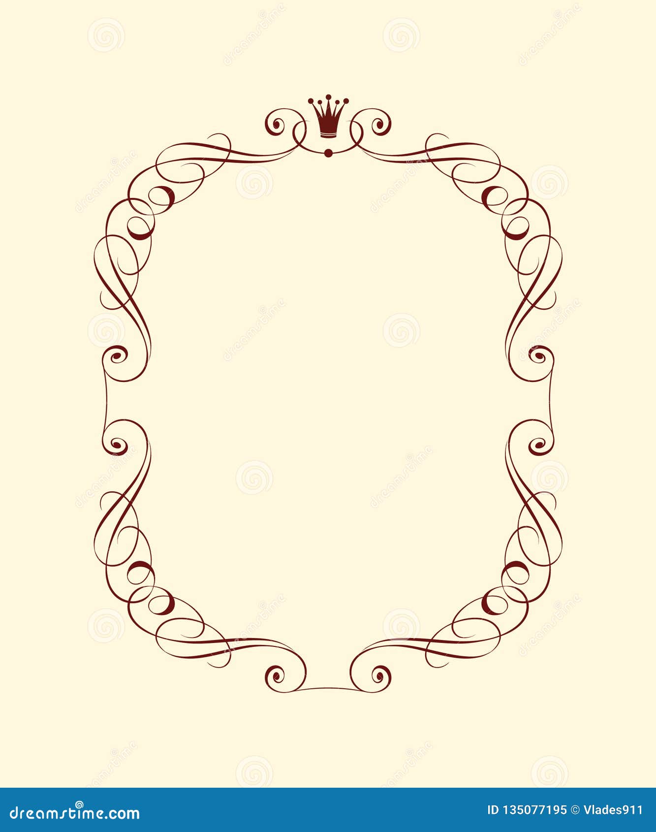 Elegant Retro Frame with Crown.Vector Stock Vector - Illustration of ...