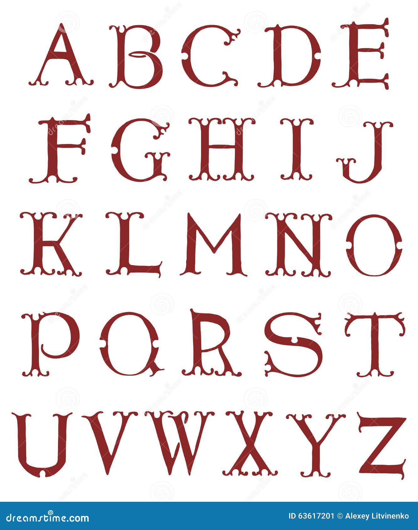 Elegant Retro Style Red Font Set Stock Vector - Illustration of vintage ...