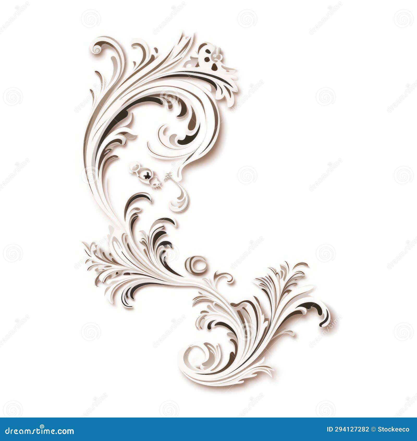 Elegant Rococo Corner Design Element on White Background Stock ...
