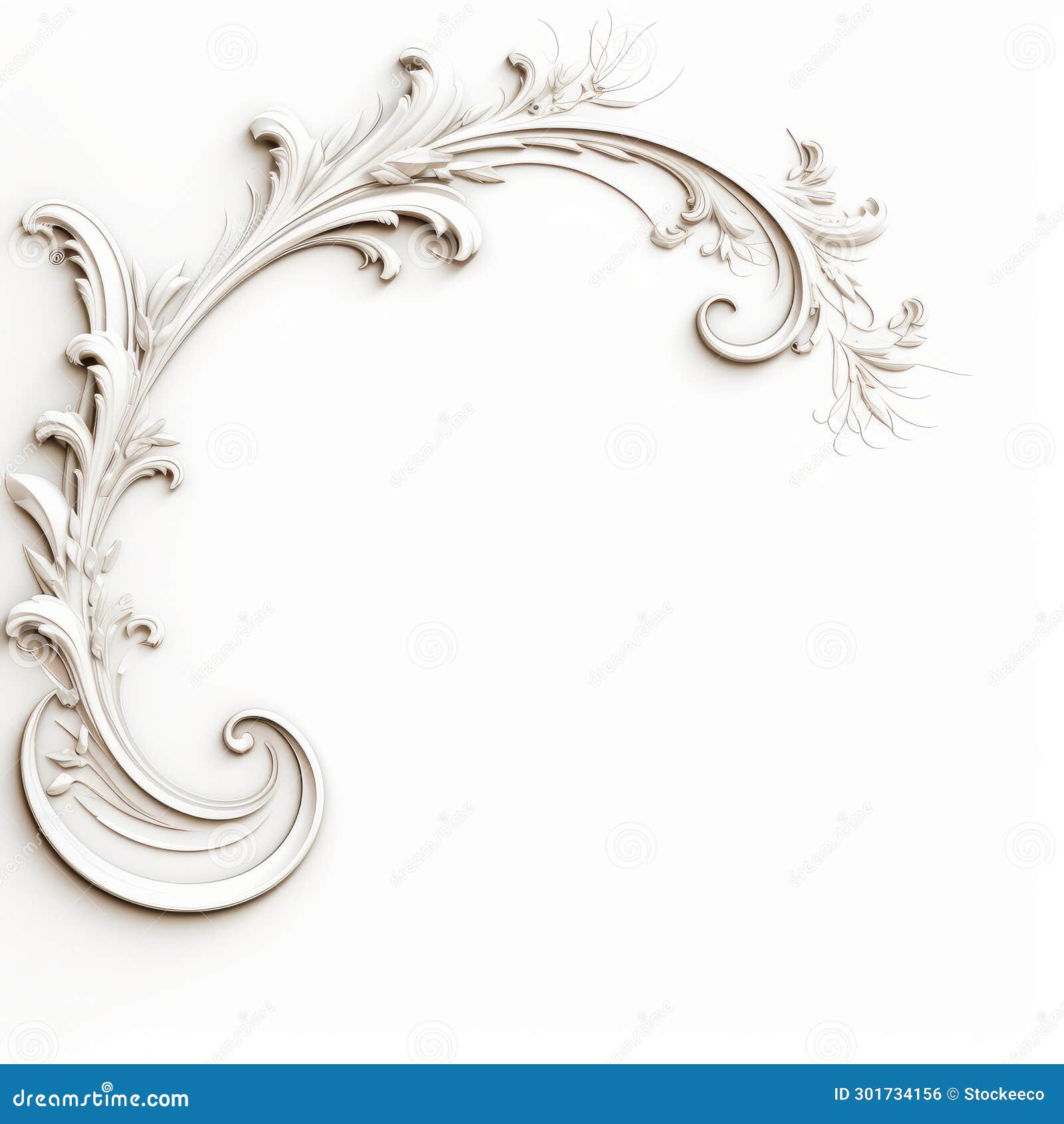 Elegant Rococo-inspired Flower Scroll Design with Mythical Symbolism ...