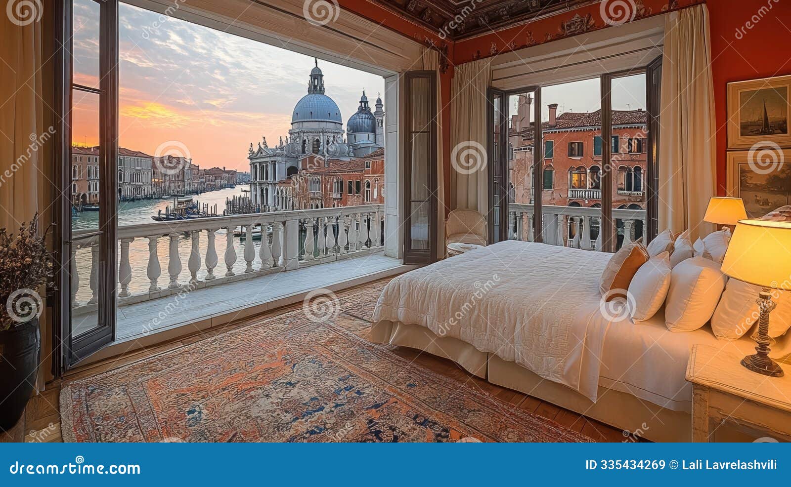 An Elegant Room Featuring a Window Overlooking the Winding Canals and ...