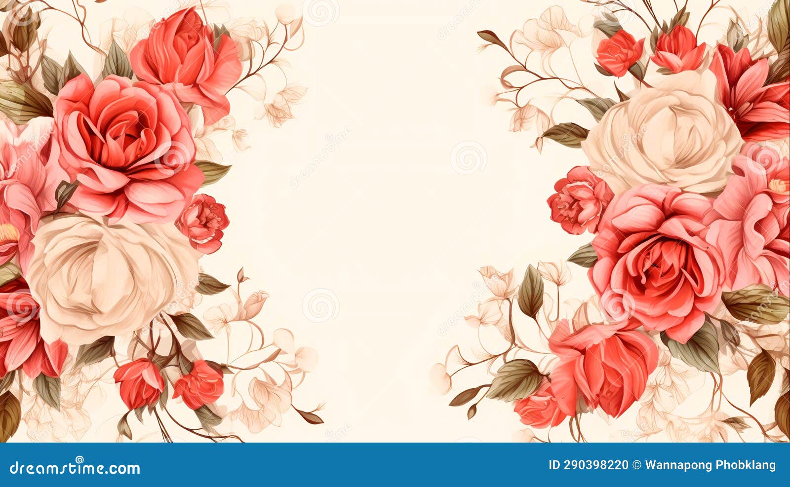 Elegant Rose Square Frame Illustration Floral Decorative Design ...