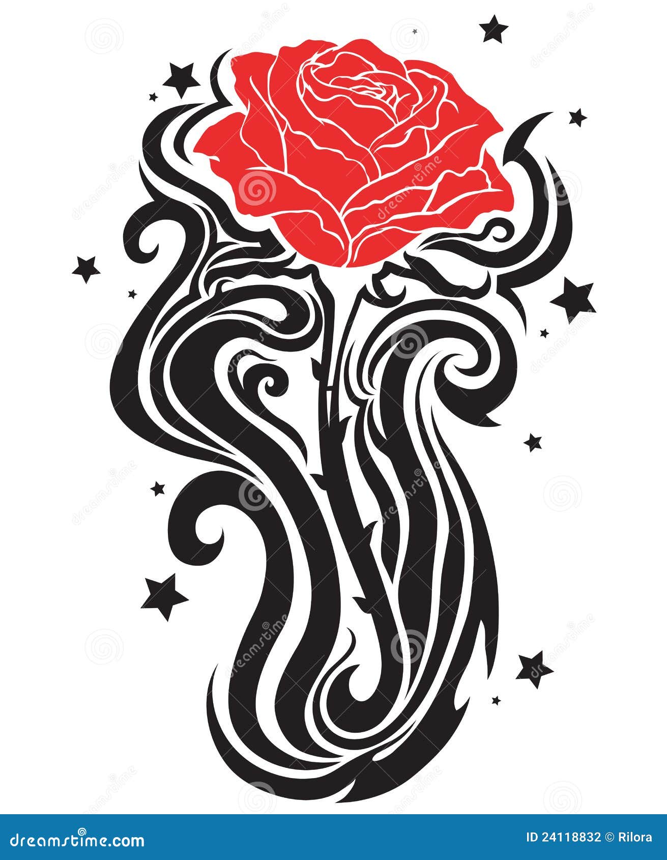 Elegant rose tattoo stock vector. Illustration of graphic - 24118832