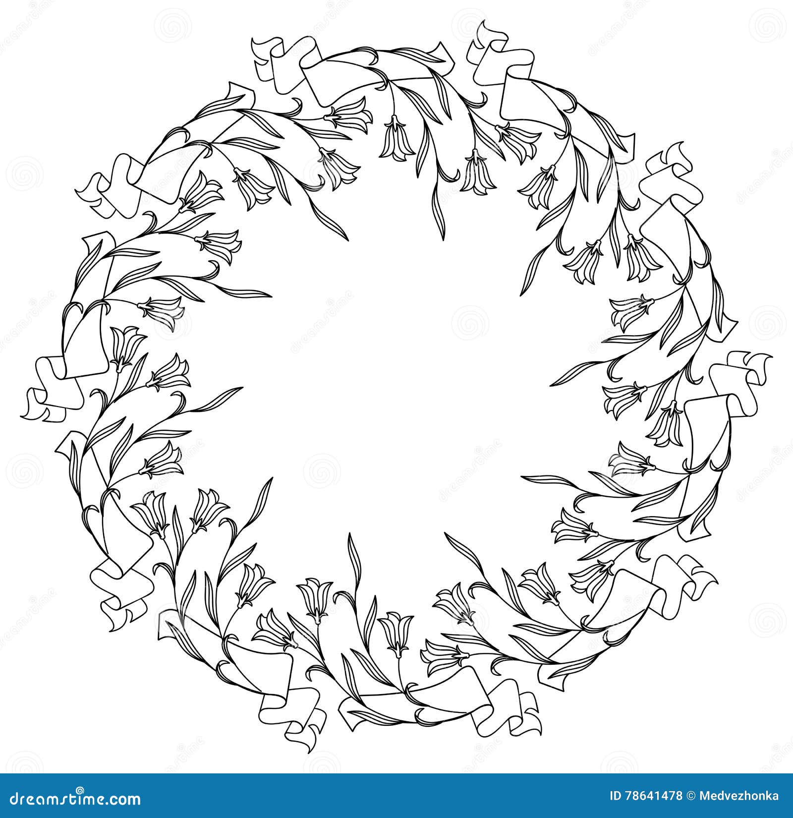 Elegant Round Frame with Bluebells. Stock Illustration - Illustration ...