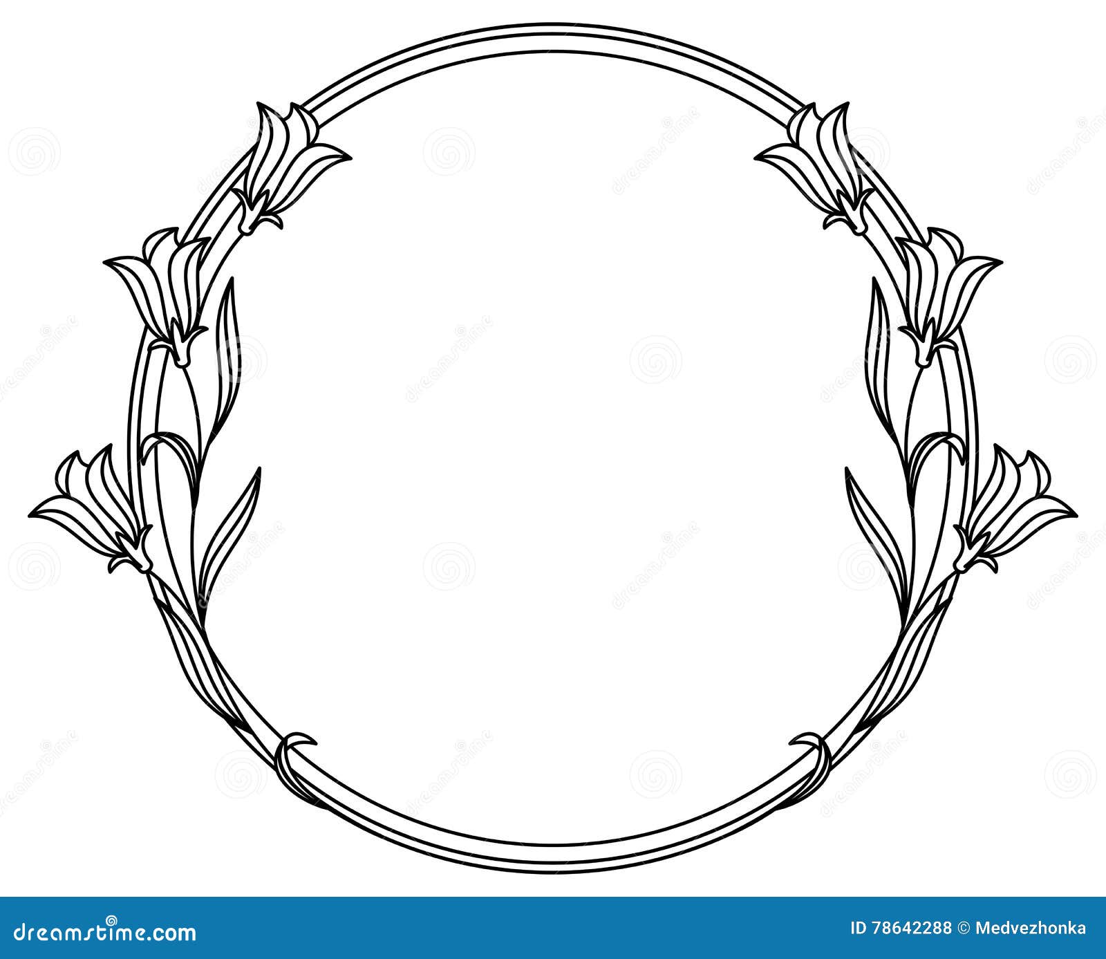 Elegant Round Frame with Bluebells Stock Illustration - Illustration of ...