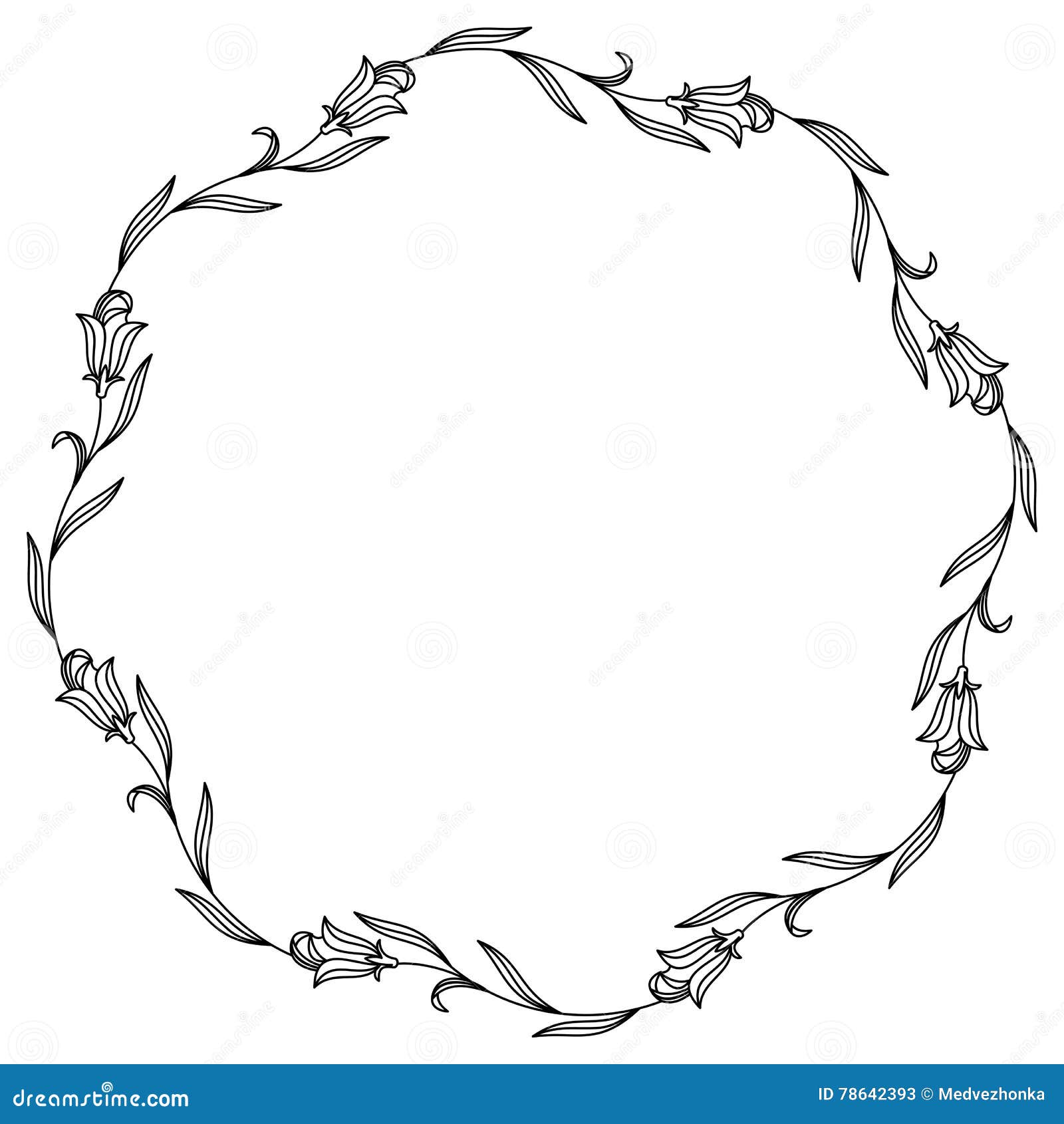 Elegant Round Frame with Bluebells Stock Illustration - Illustration of ...