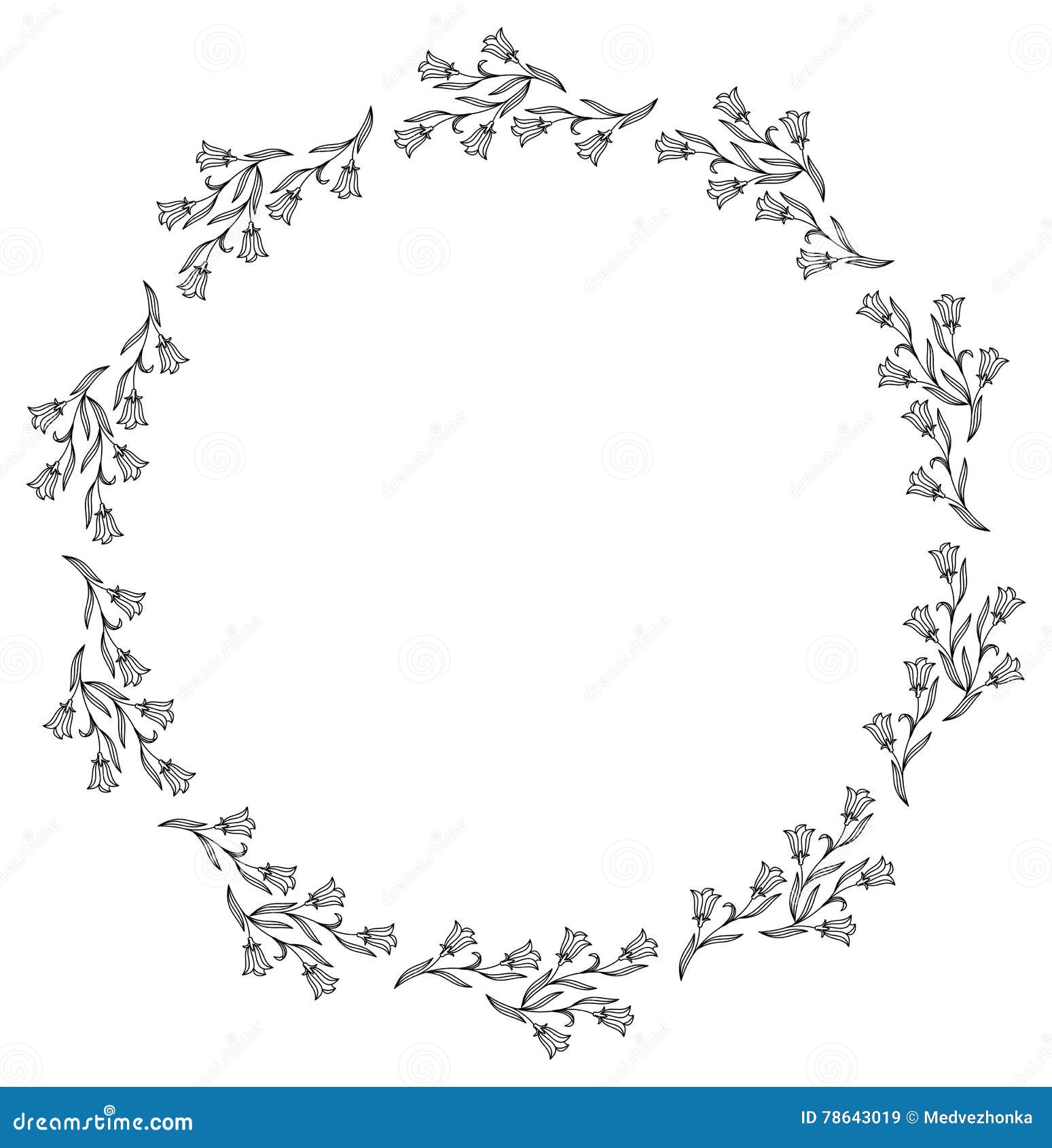 Elegant Round Frame with Bluebells. Stock Illustration - Illustration ...