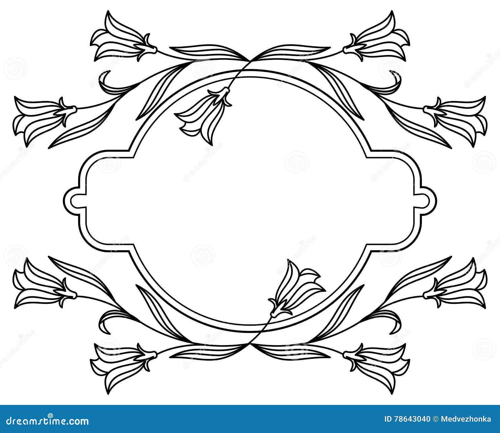 Elegant Round Frame with Bluebells. Stock Illustration - Illustration ...