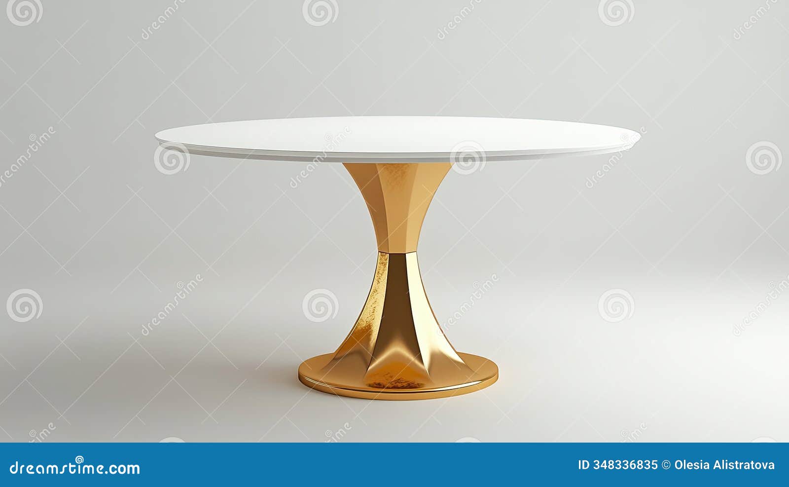 Elegant Round Table with a Gold Base and White Top Minimalizm Stock ...