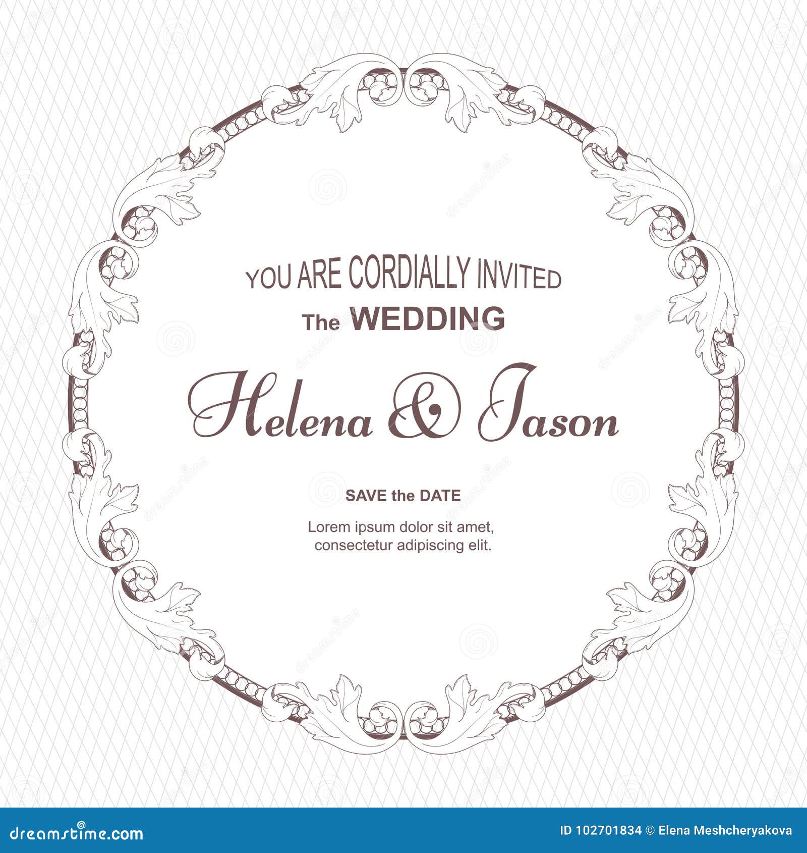 Elegant Round Wedding Frame, Executed in Victorian Style. Suitable for ...