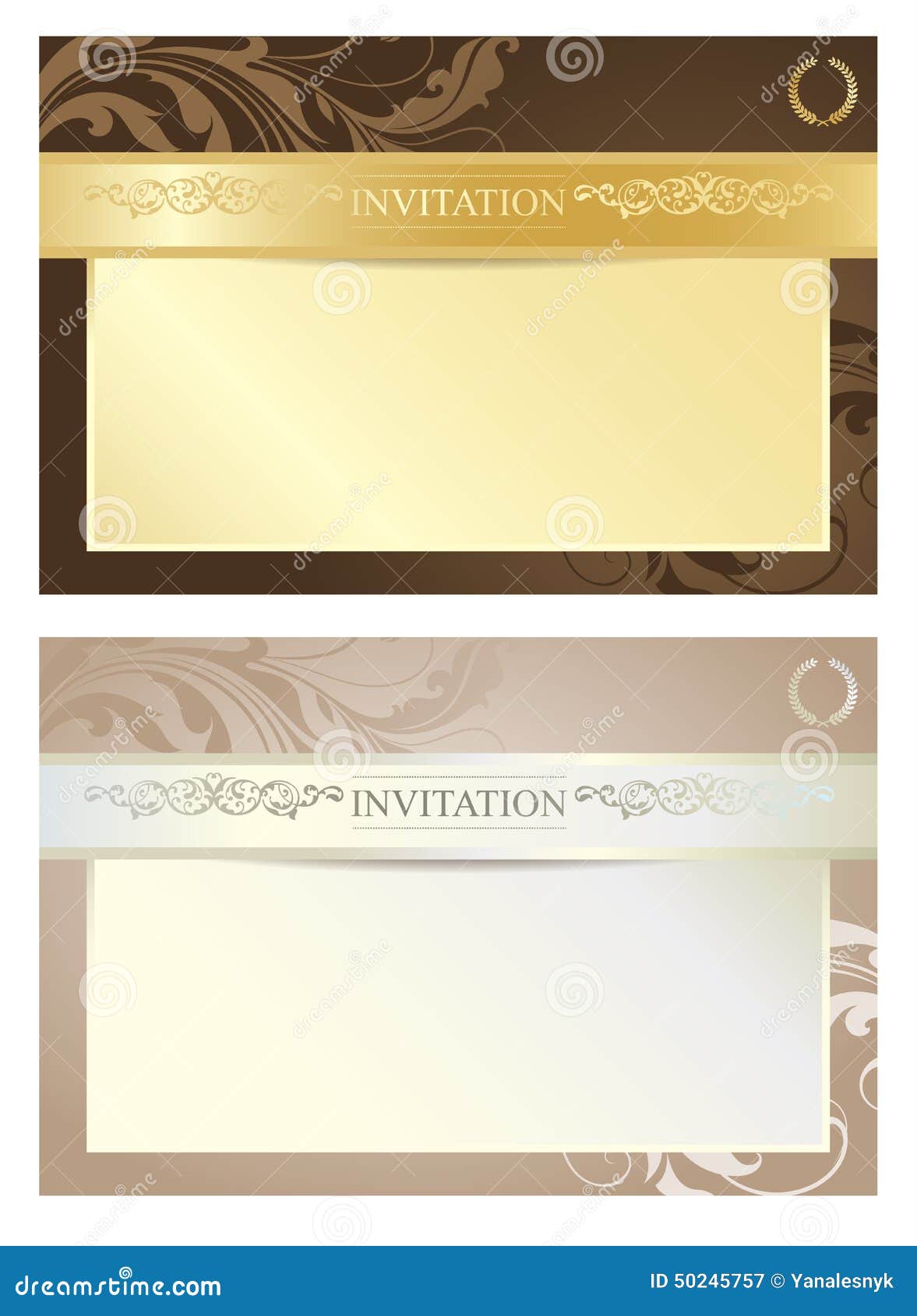 Elegant Royal Party Invitation Card With Beige Sparkling Ribbons And ...