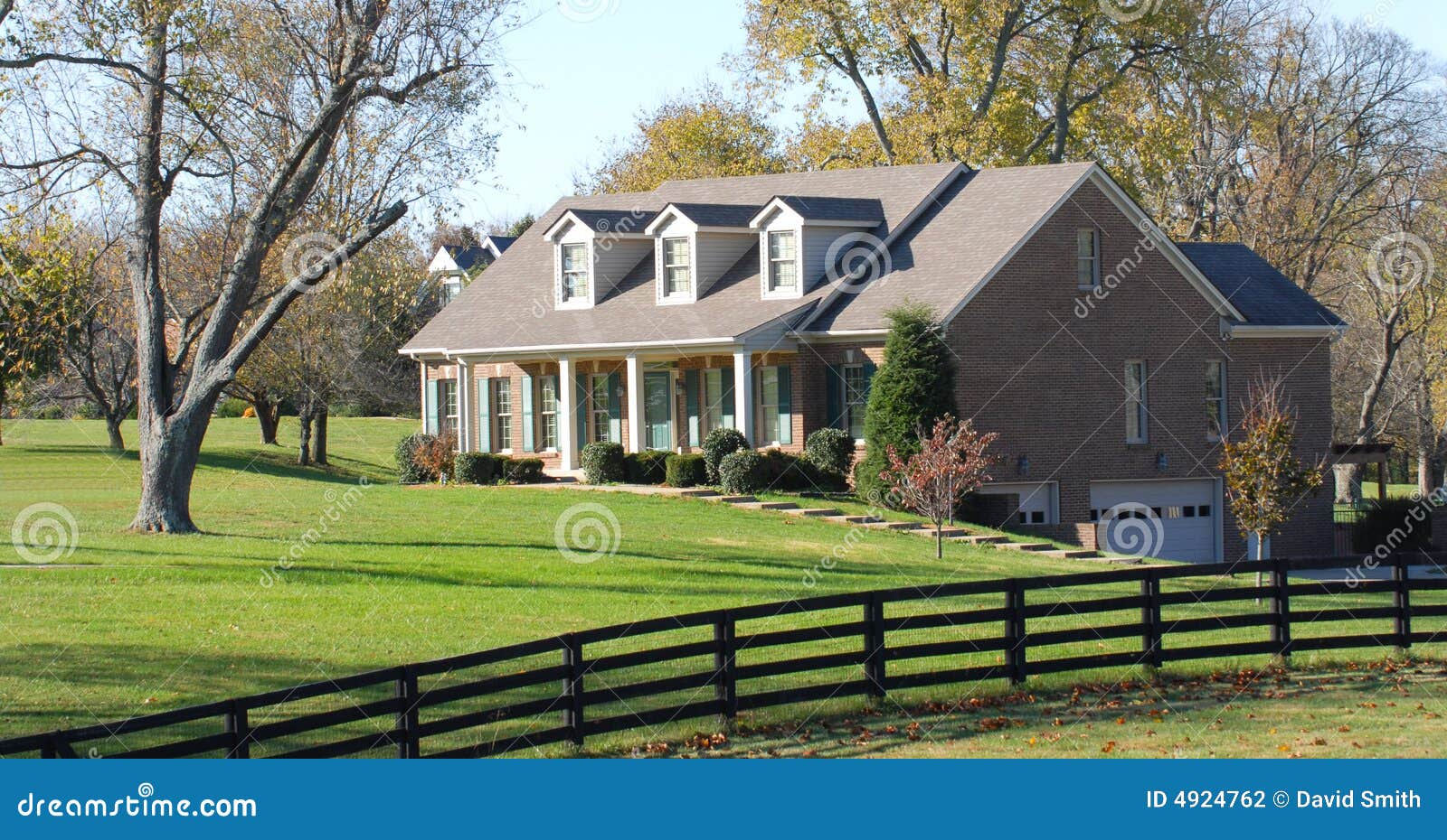Elegant Rural Home Resting on a Large Lot Stock Photo - Image of grass ...