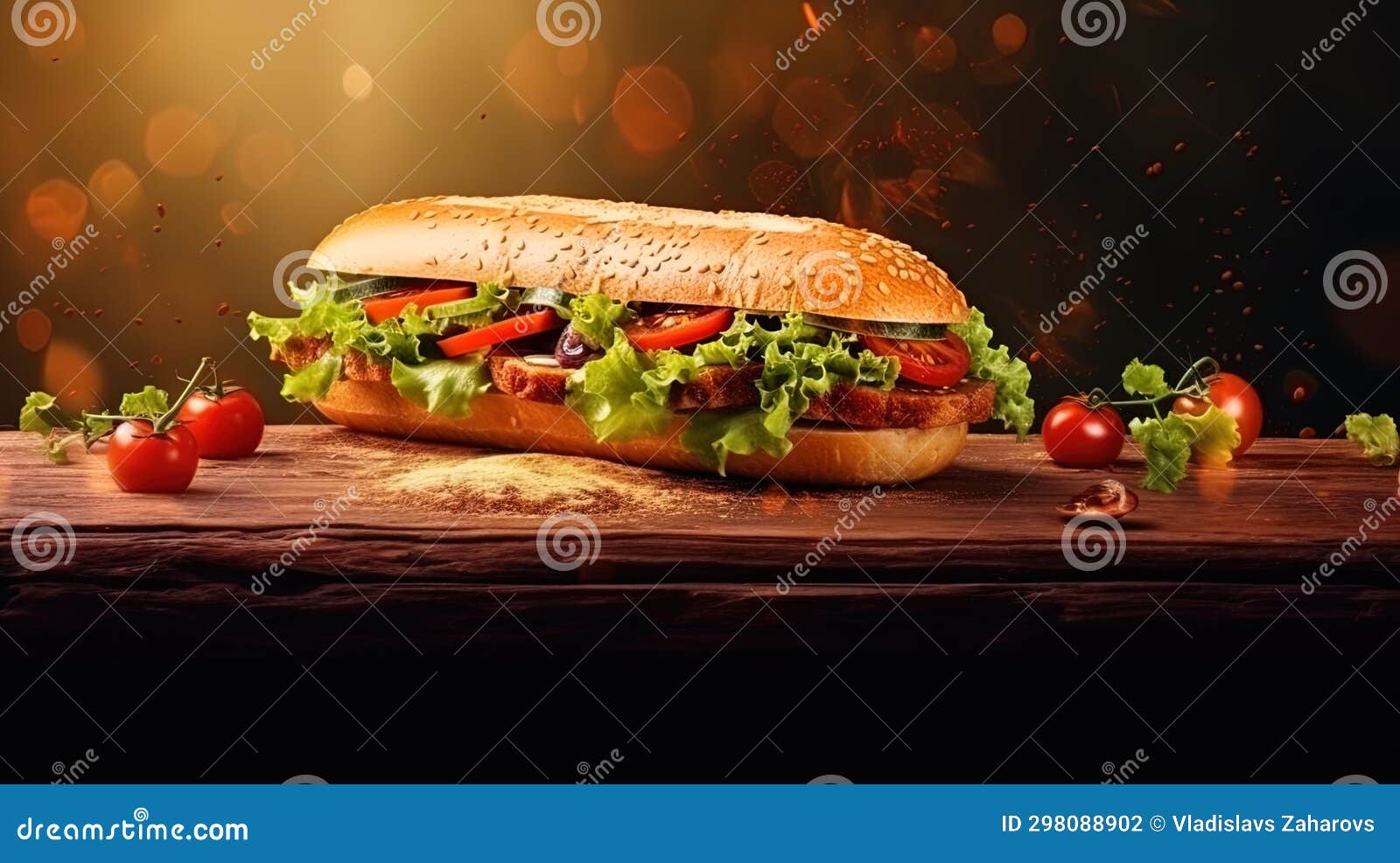 Elegant Sandwich Showcased in a Realistic Ad Background with Ample ...