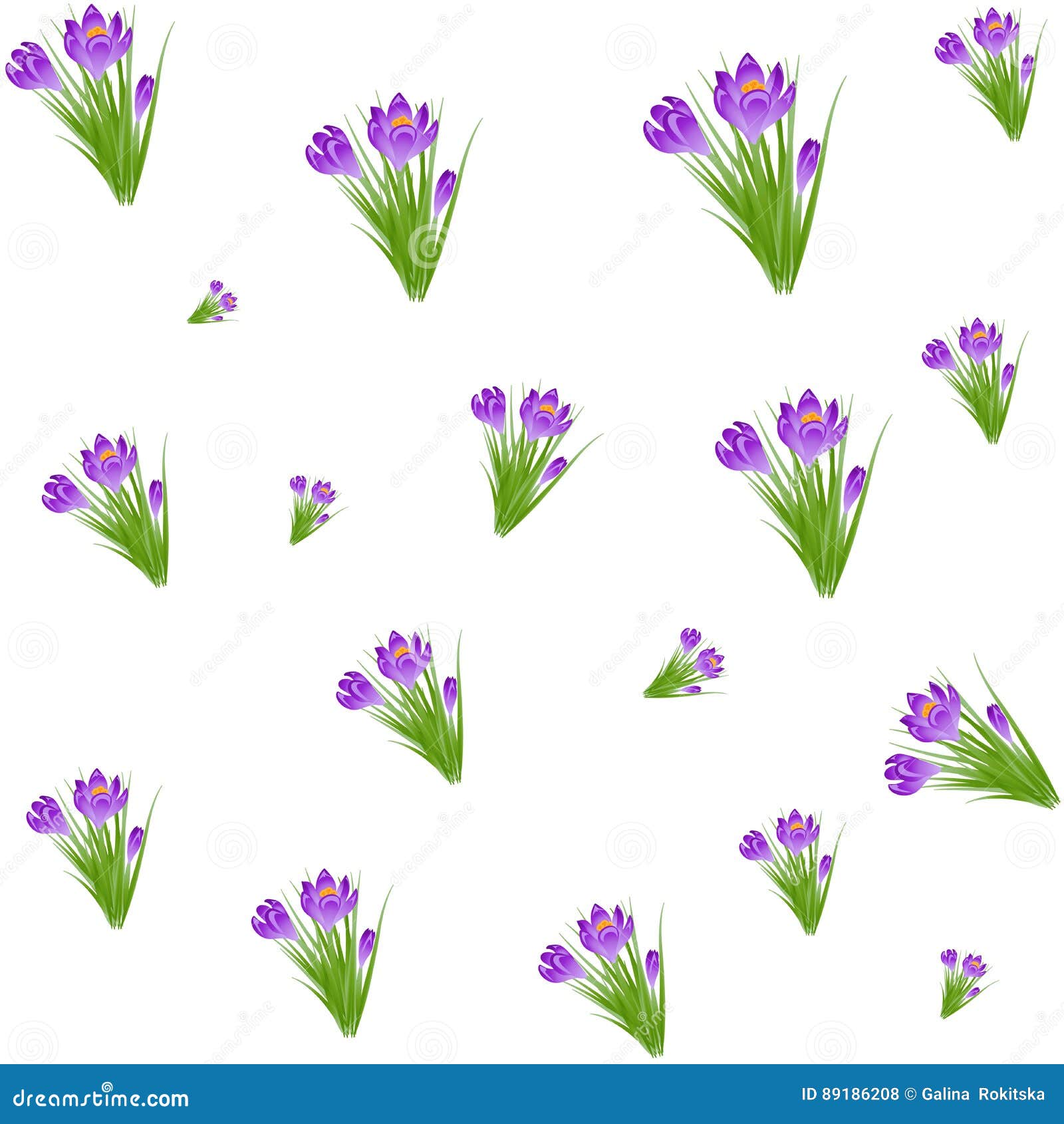 Elegant Seamless Pattern with Hand Drawn Decorative Crocus Flowers ...