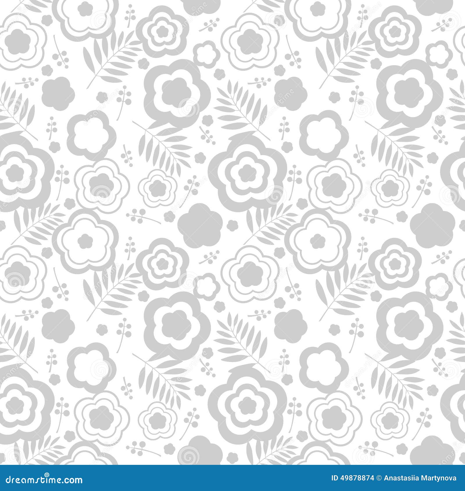 Elegant Seamless Pattern with Silver Flowers Stock Vector ...