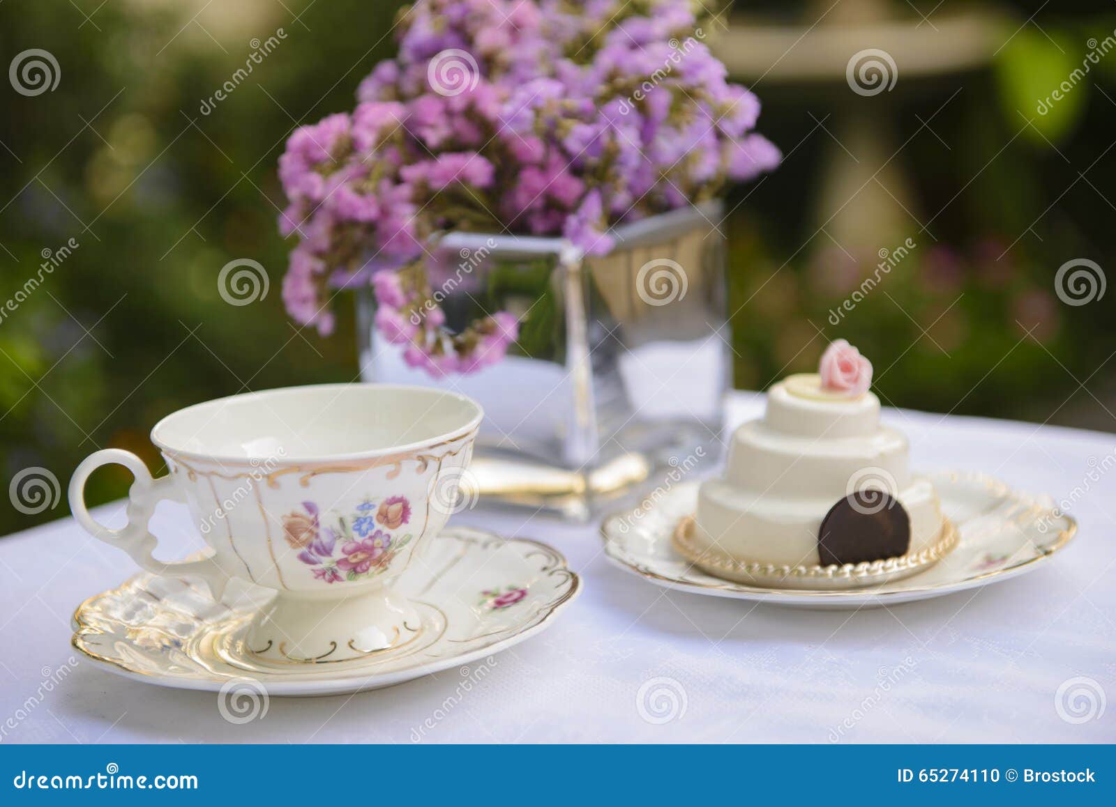 Elegant Setting for Afternoon Tea Stock Photo - Image of vase, saucer ...